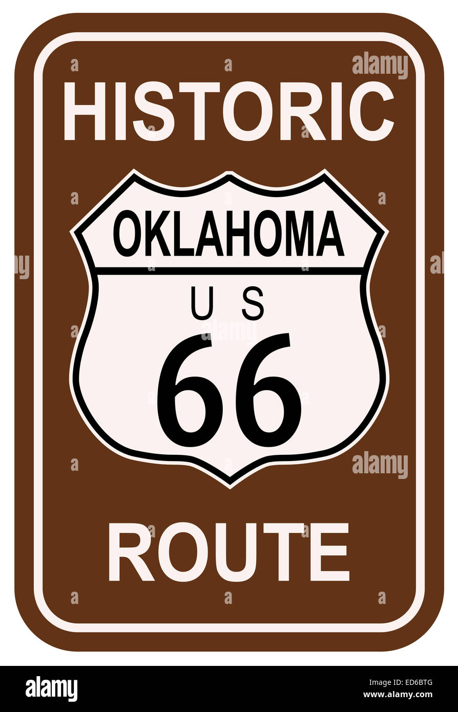 Oklahoma Historic Route 66 traffic sign with the legend HISTORIC ROUTE ...