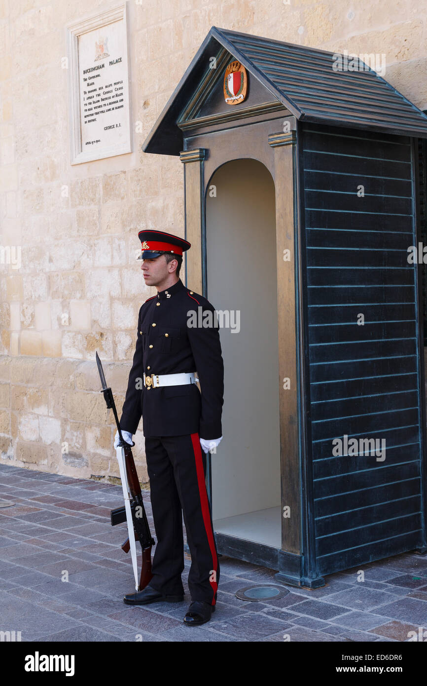Soldiers and building. Valletta city. Malta Isle. Republic of Malta ...
