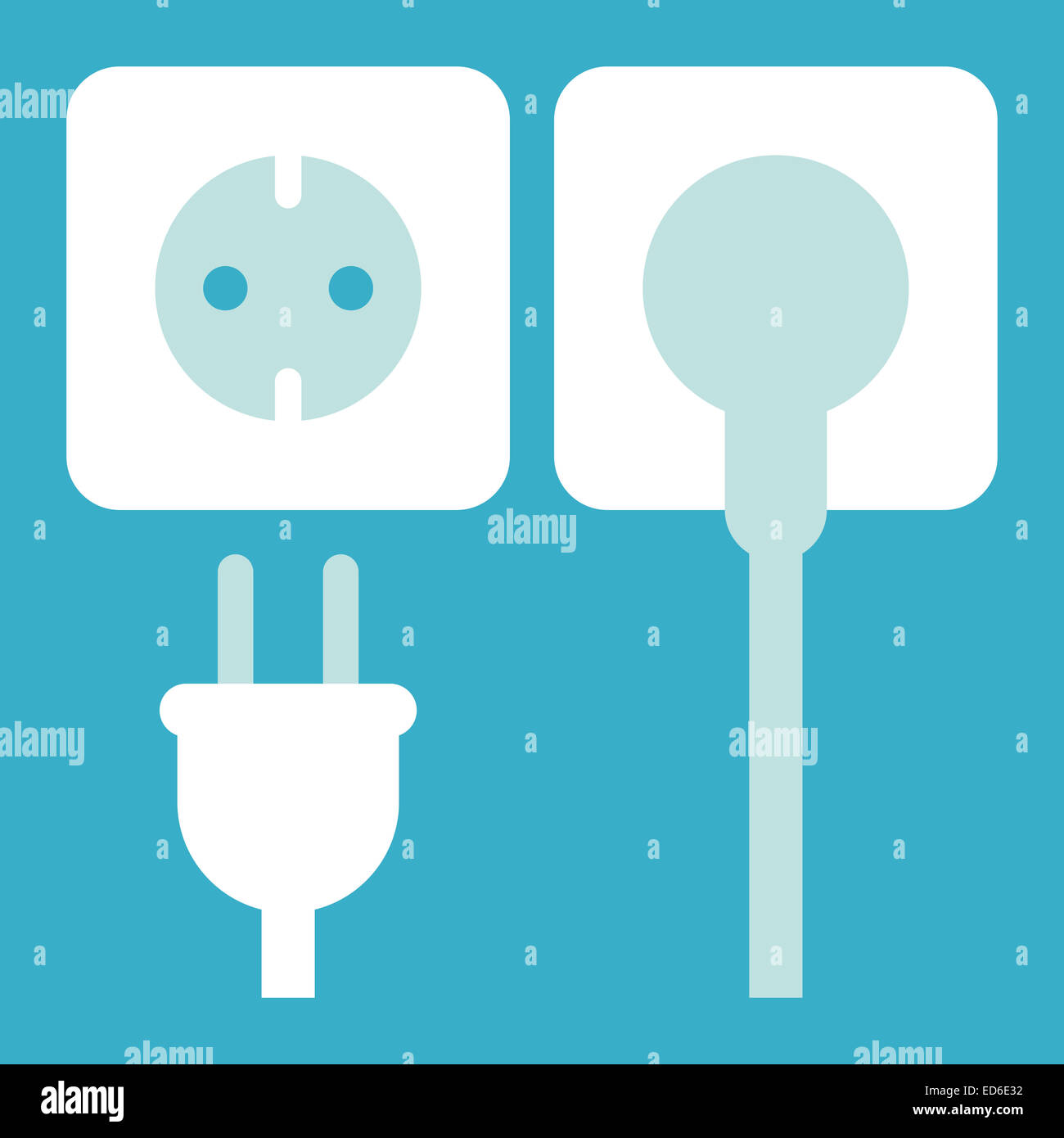 Plug and socket icon on blue background Stock Photo - Alamy
