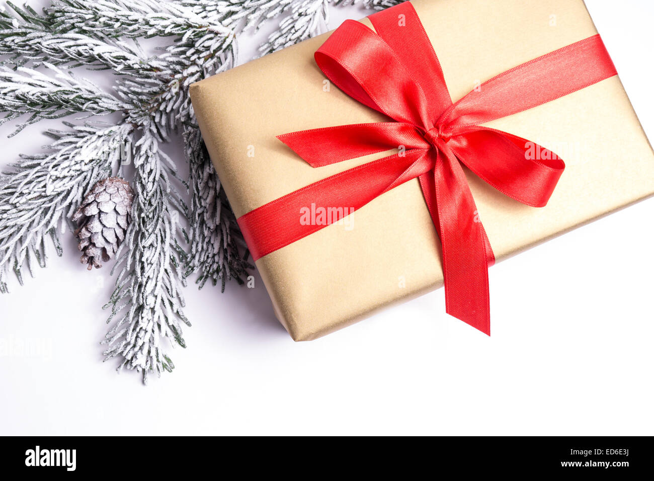 christmas present and decoration on white background Stock Photo - Alamy