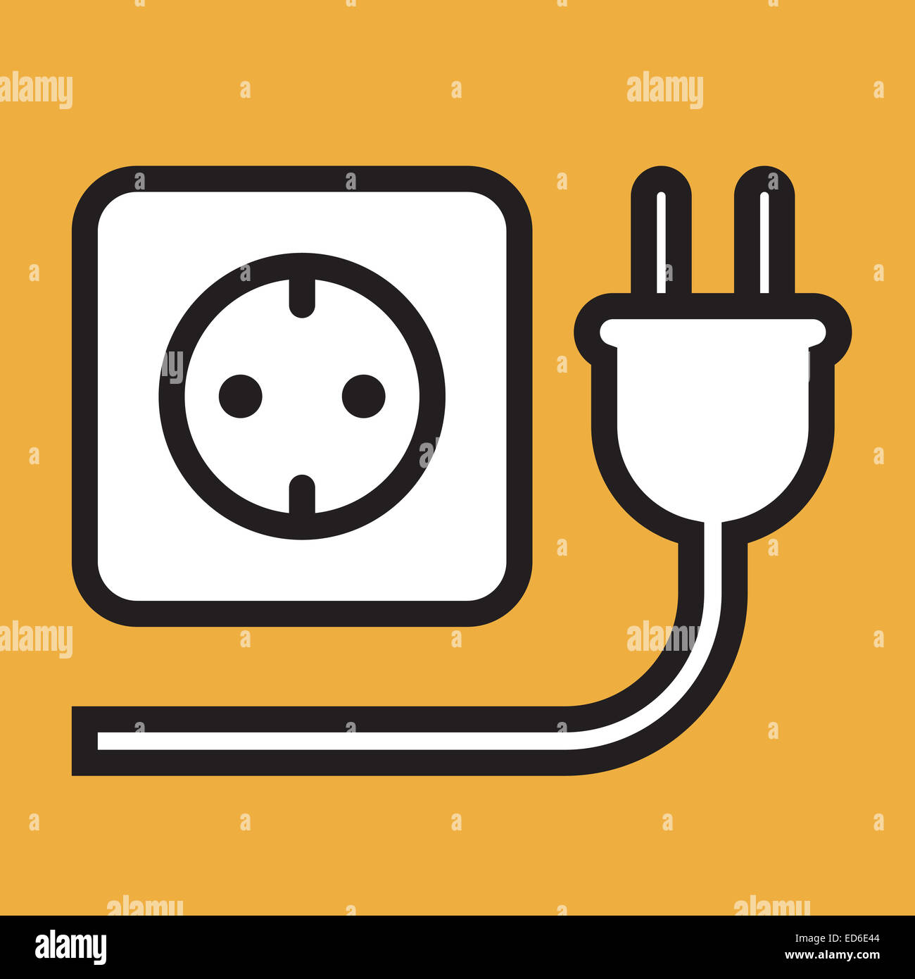 Plug and socket icon on yellow background Stock Photo - Alamy