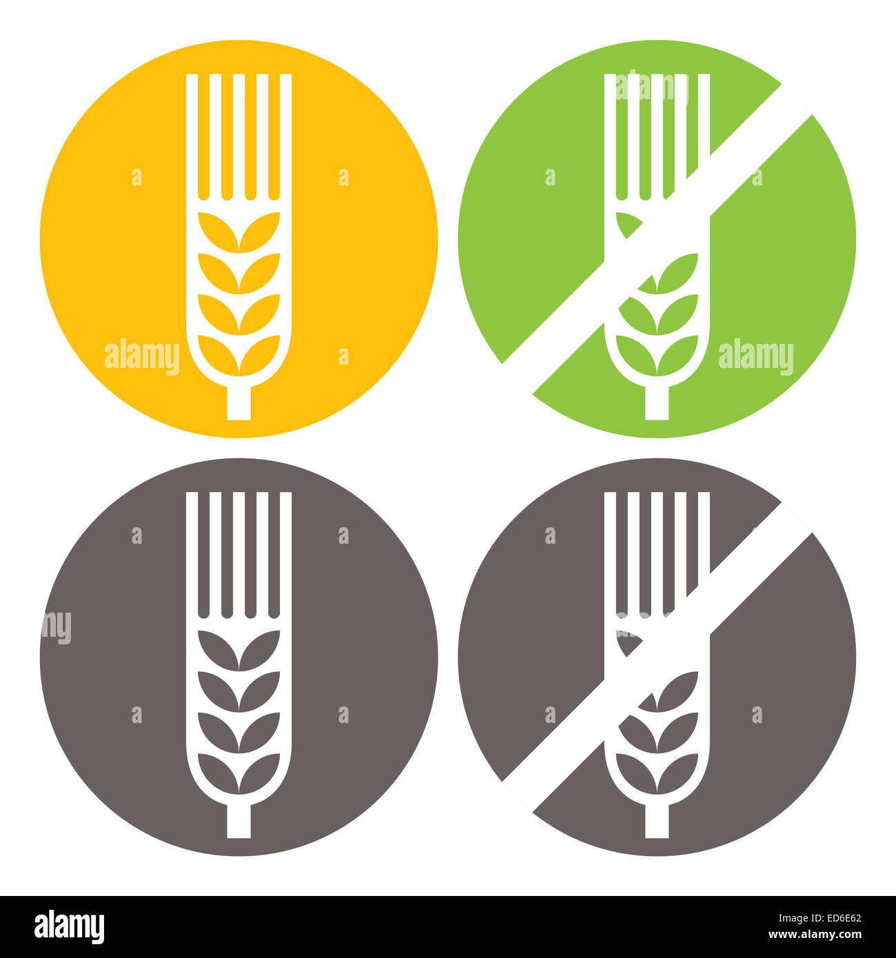 Wheat and Gluten Free Signs isolated on white background Stock Photo ...