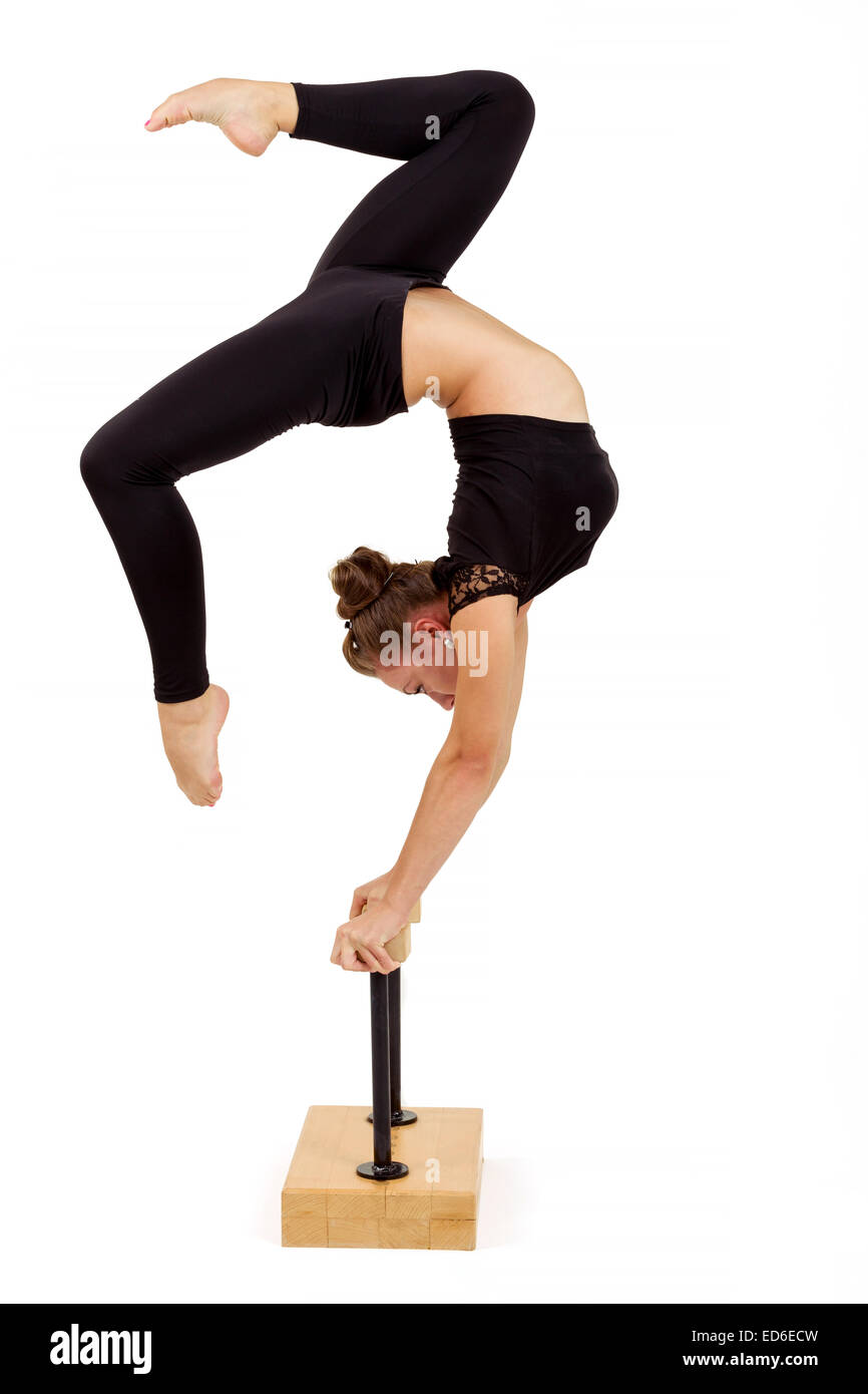 One woman contortionist practicing gymnastic Cut Out Stock Images ...