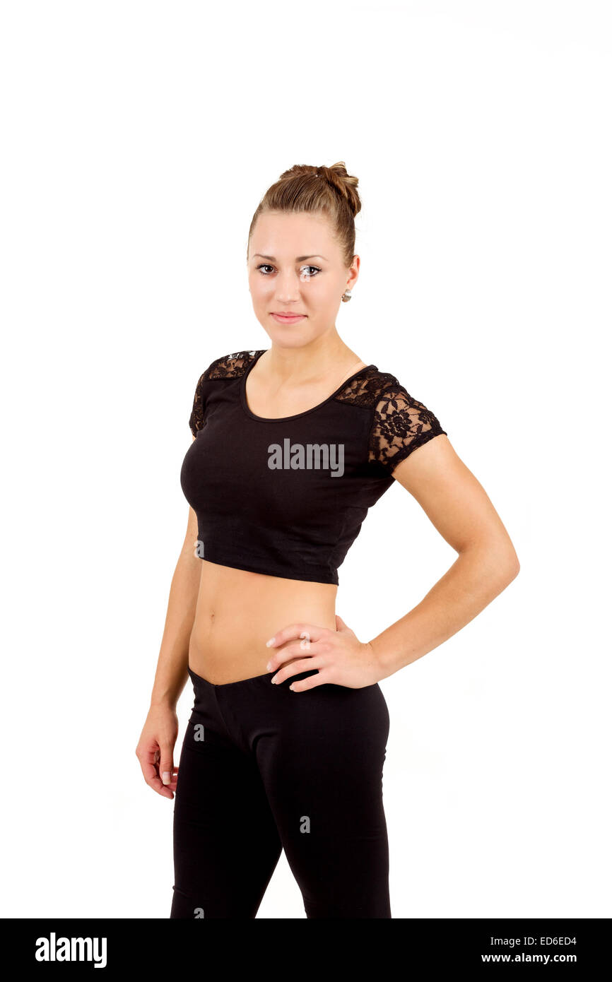 beauty contortionist prepare practicing gymnastic yoga isolated on ...