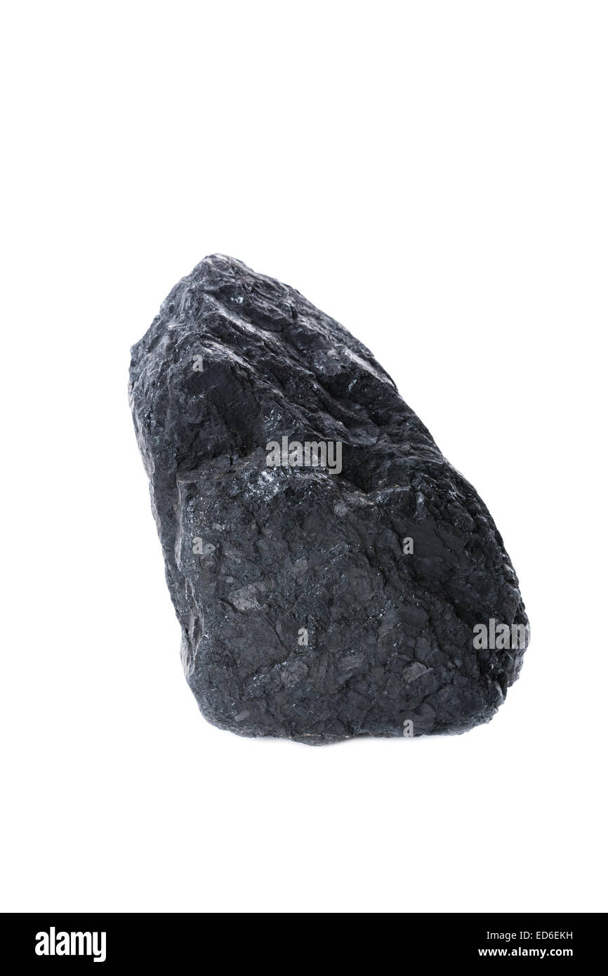 Large piece of black bituminous coal on a white background Stock Photo ...