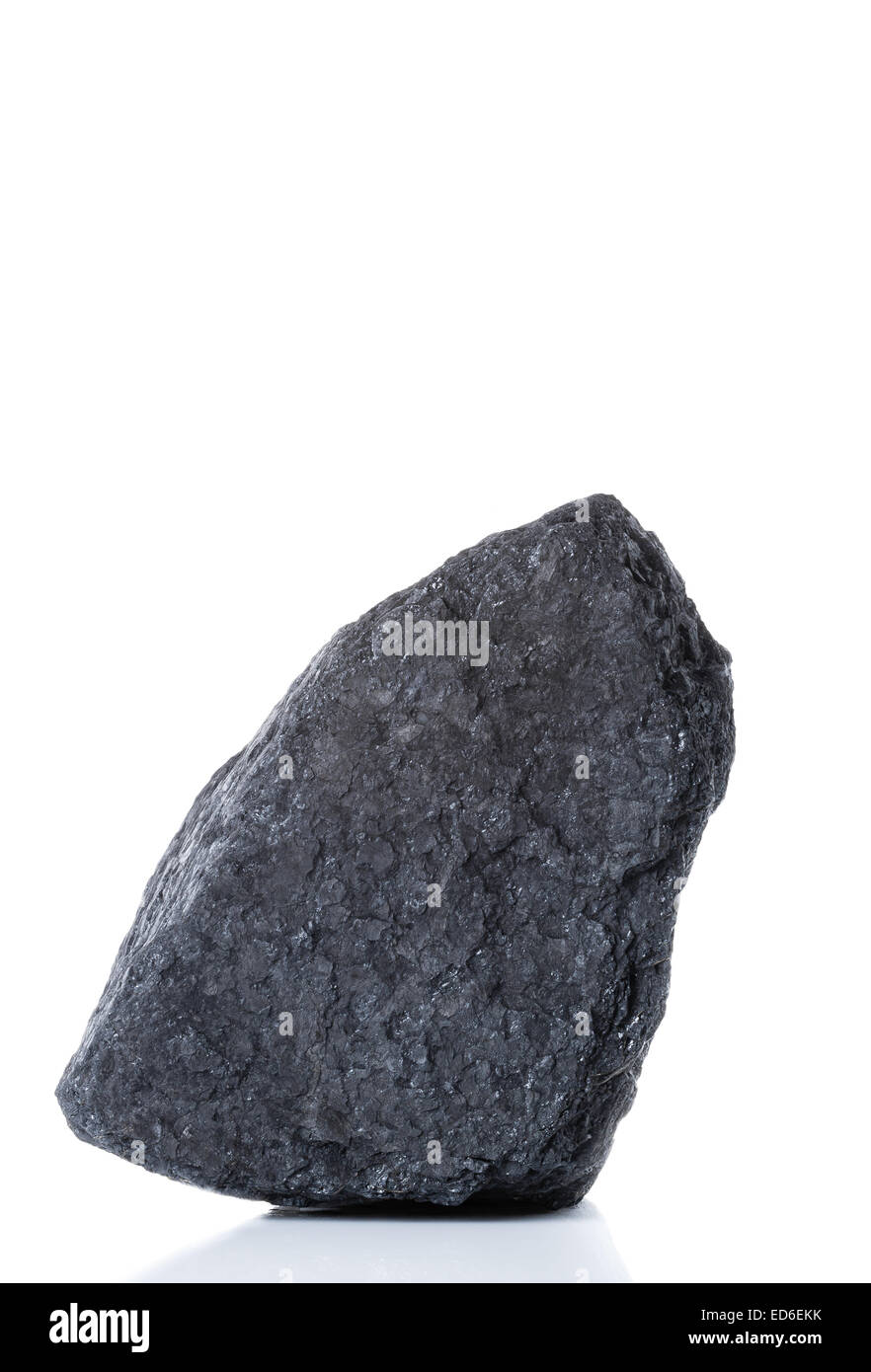 Large piece of black bituminous coal on a white background Stock Photo ...