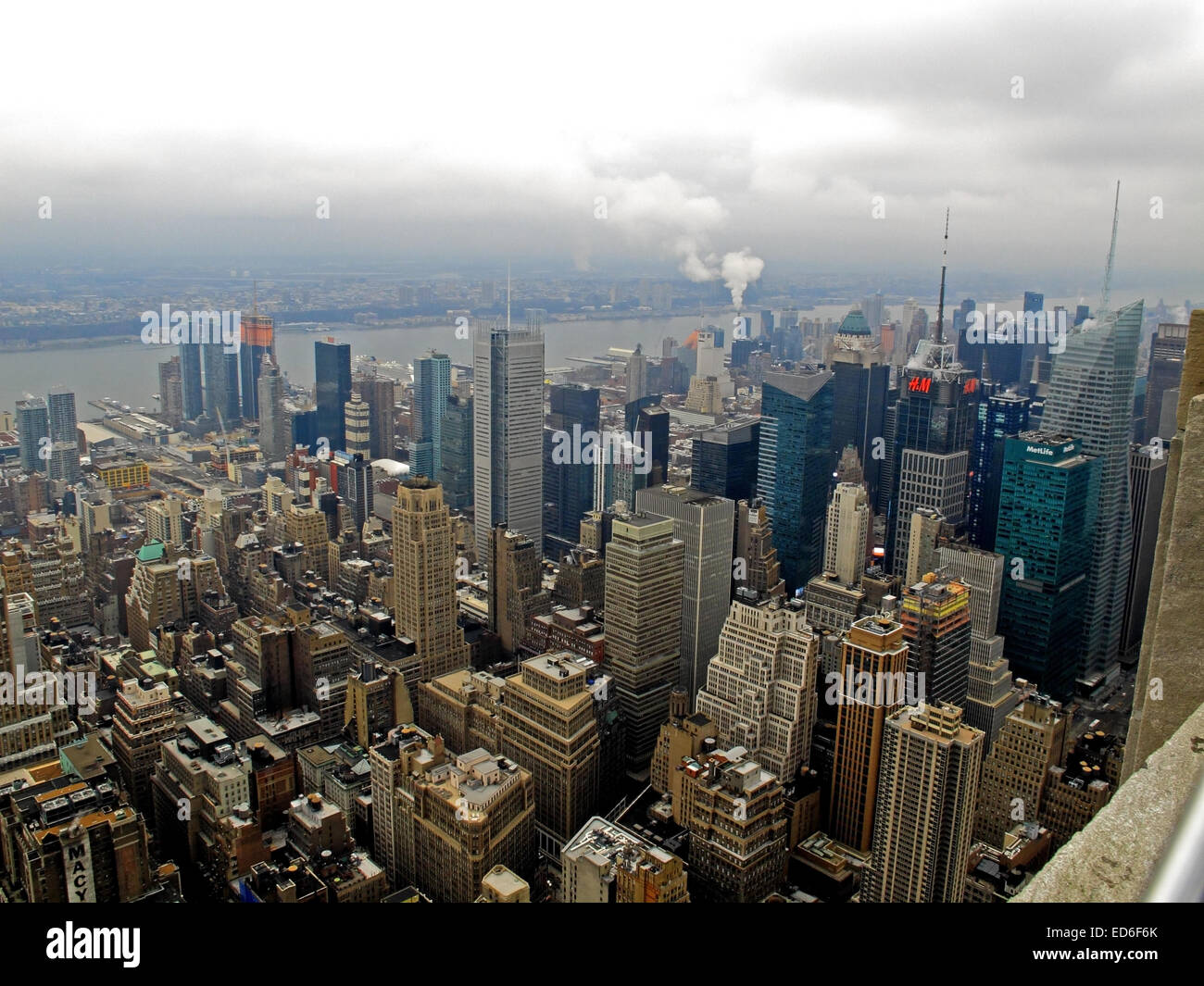 A view of the buildings of New York city seen from the top of the ...