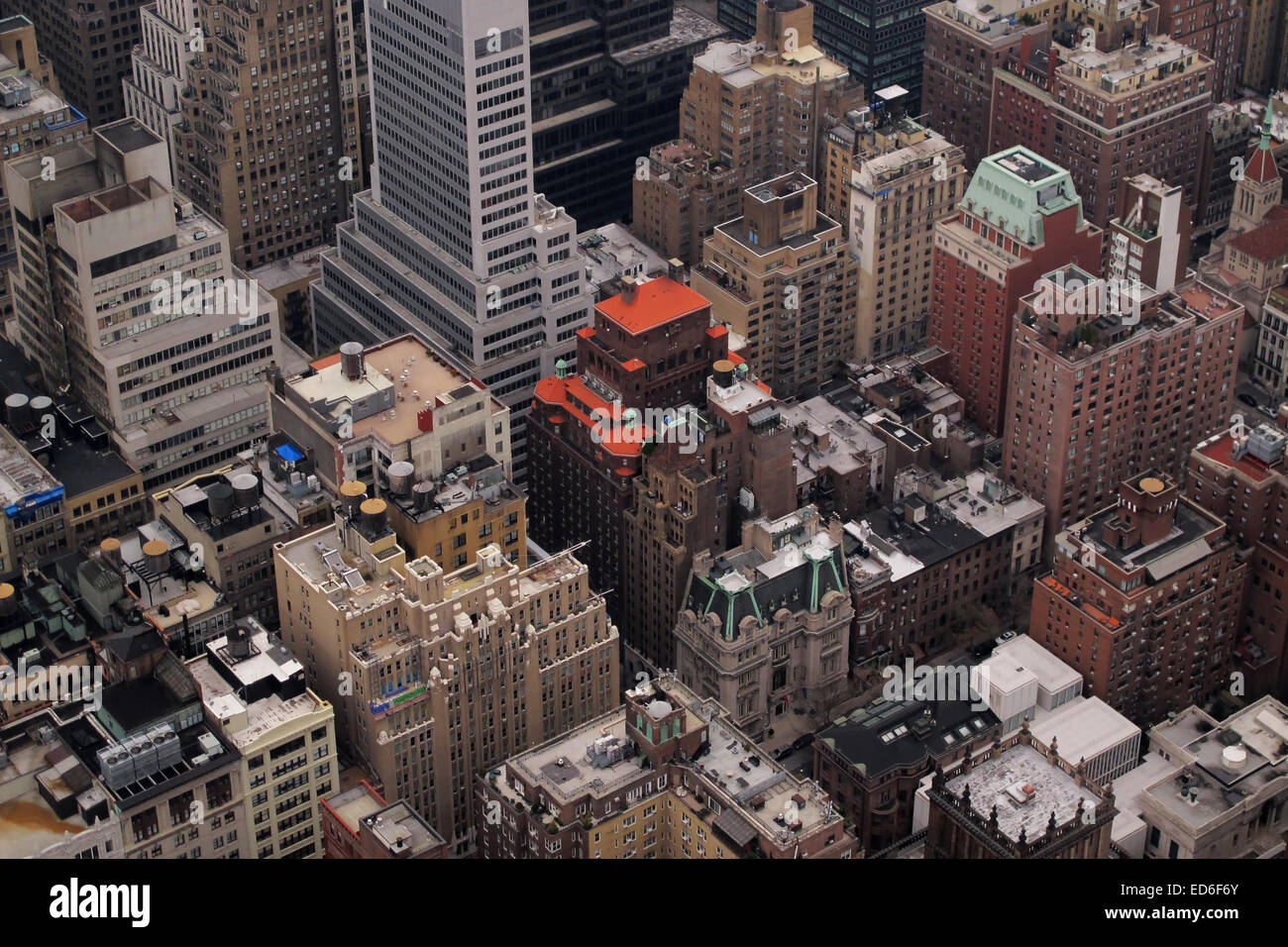 A view of the buildings of New York city seen from the top of the ...