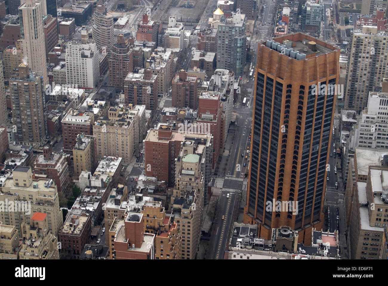 A view of the buildings of New York city seen from the top of the ...