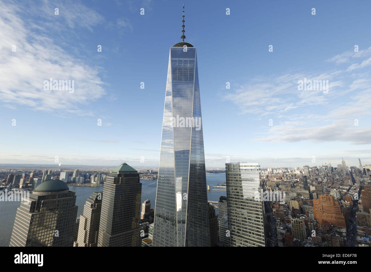 Manhattan, New York, USA. 12th Dec, 2014. View of the top half of WTC1 ...