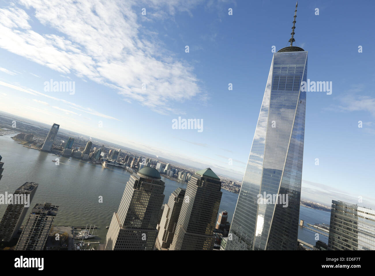 Manhattan, New York, USA. 12th Dec, 2014. View of the top half of WTC1 ...