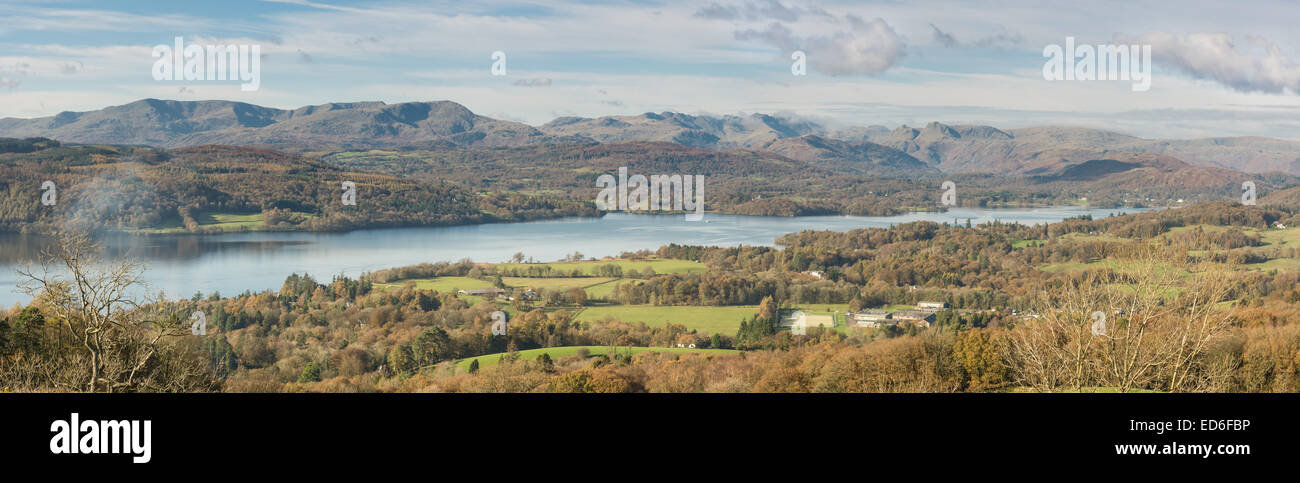 Panoramic view over Windermere from Orrest Head, English Lake District ...
