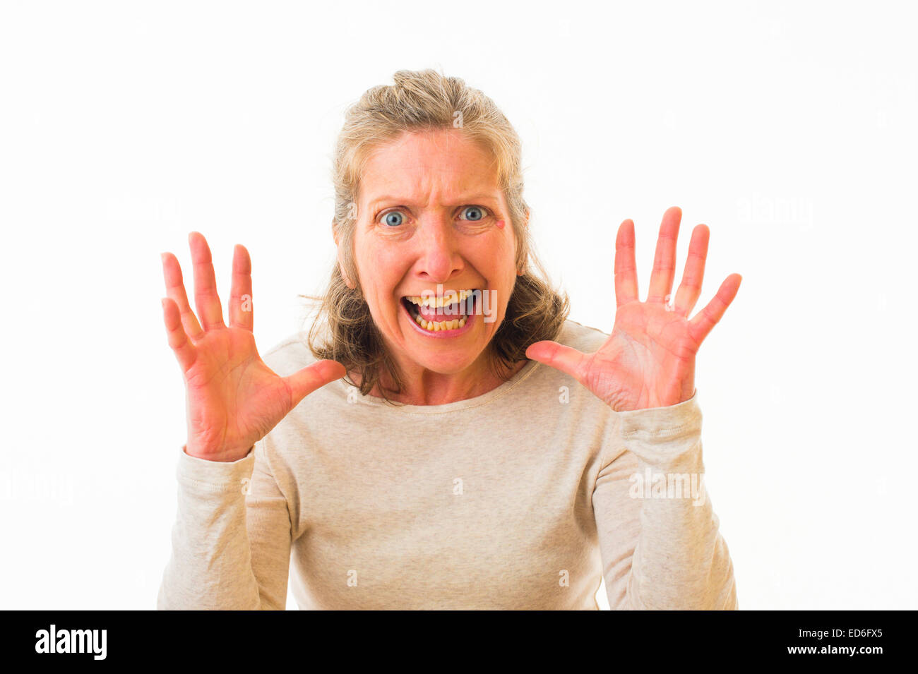 An Angry enraged furious frustrated forty year old caucasian woman ...