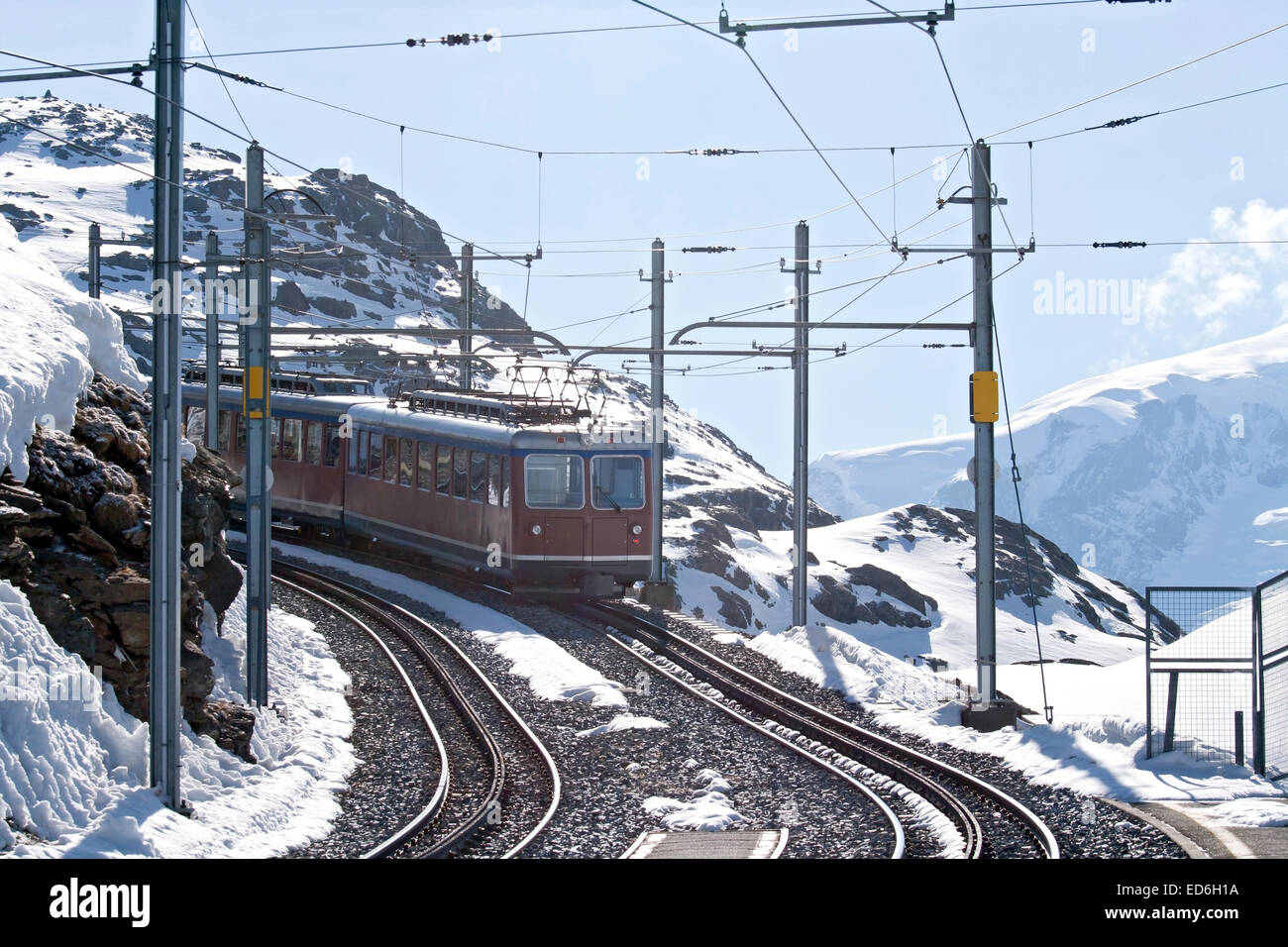 Tram to Matterhorn peak, Zermatt Switzerland Stock Photo - Alamy