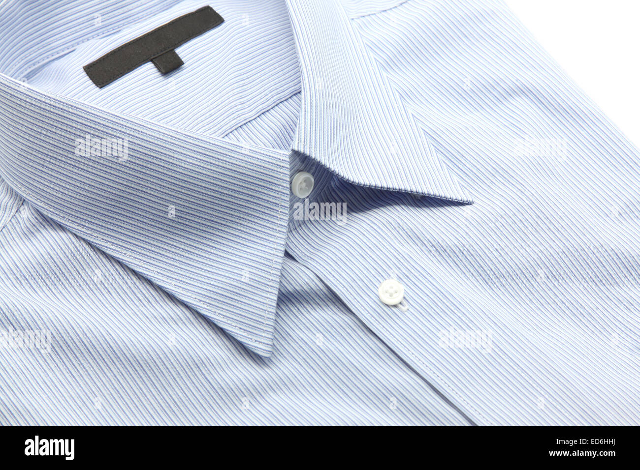 Close up view of a generic blue business shirt with a line pattern ...