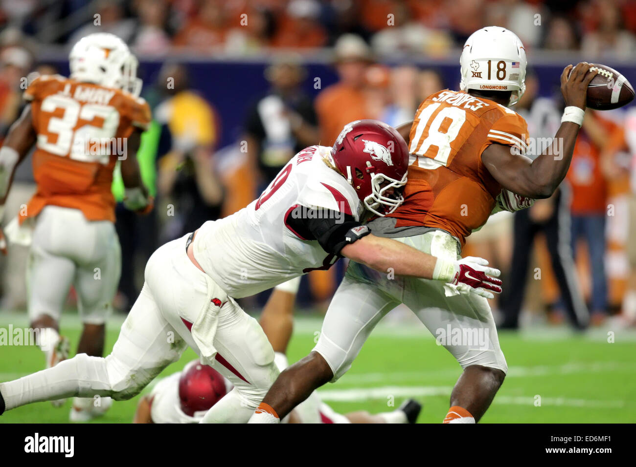 Houston, TX, USA. 29th Dec, 2014. Arkansas Razorbacks defensive lineman ...