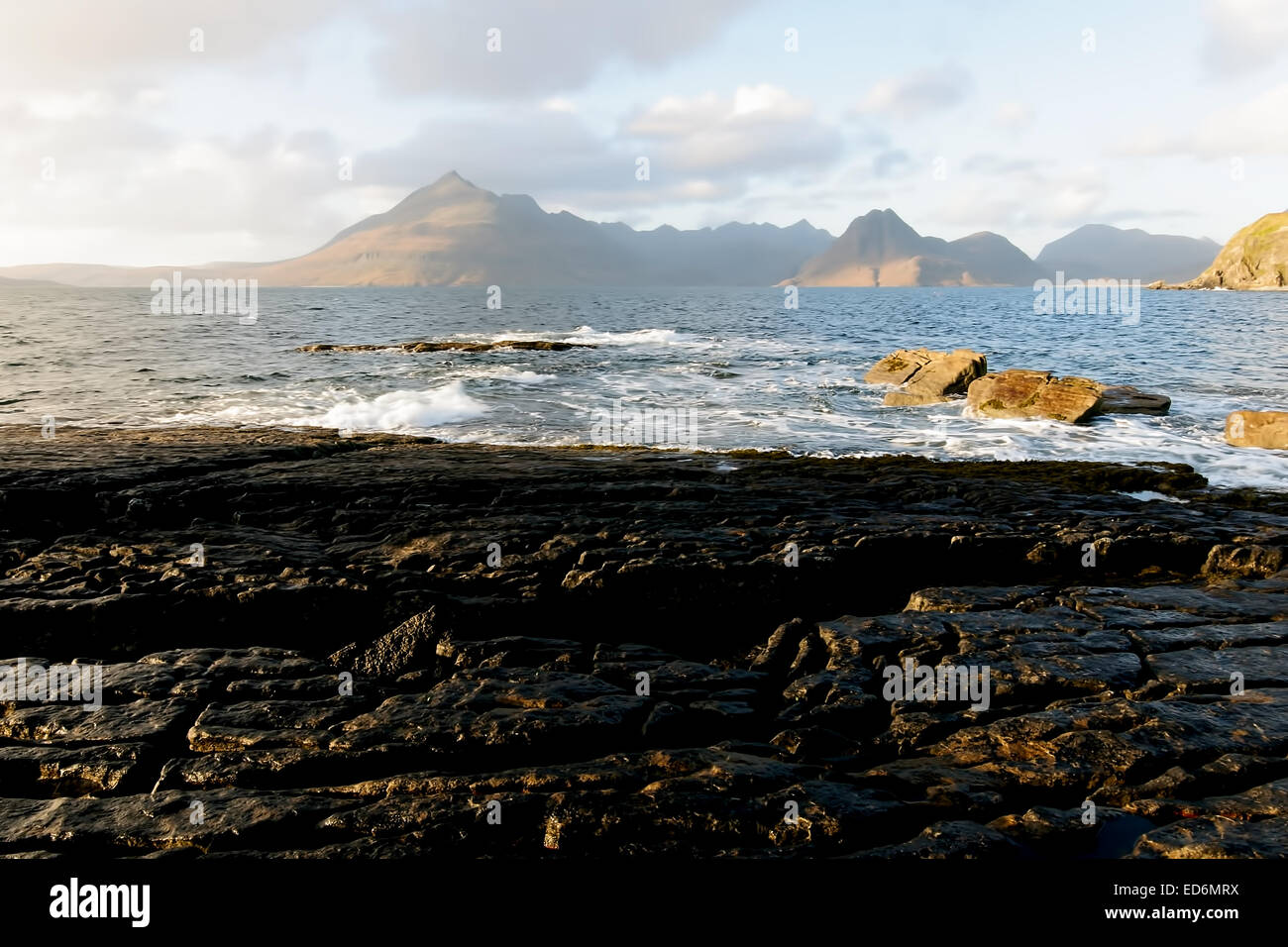 Elgol on the Isle of Skye, Scotland looking towards The Cuillins Stock ...