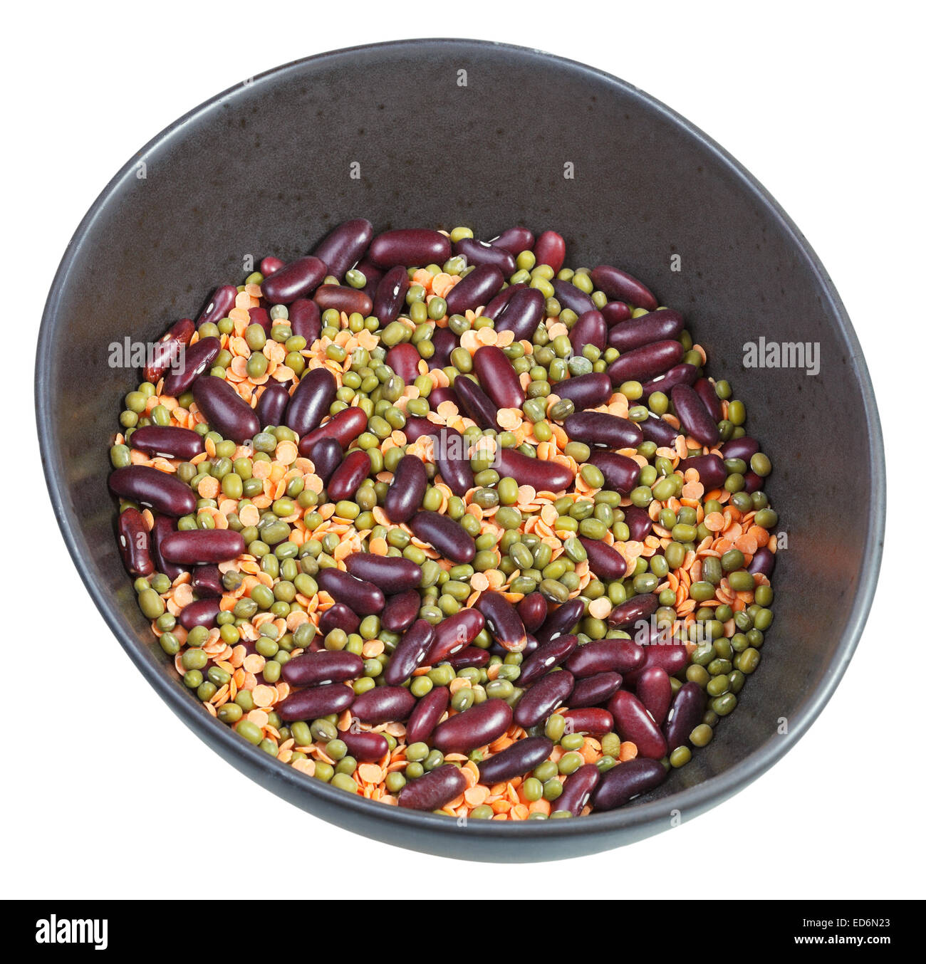 dried beans mixture in ceramic bowl isolated on white background Stock ...