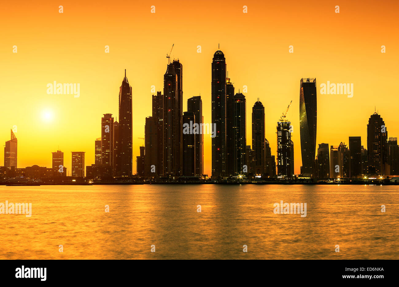 View of Dubai at sunrise, UAE Stock Photo - Alamy