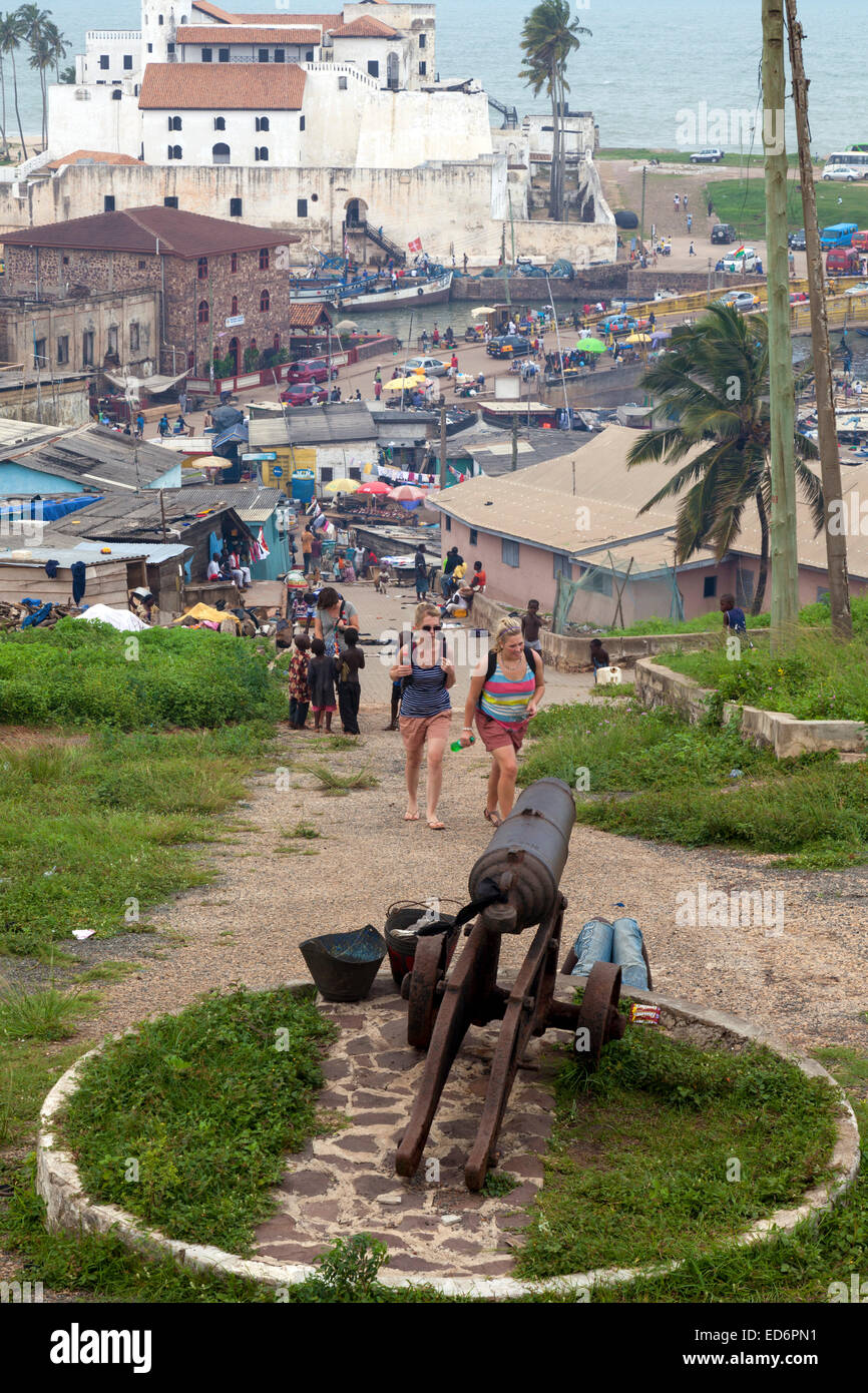 View of St. George's Castle from Fort Jago, Elmina, Ghana, Africa Stock ...