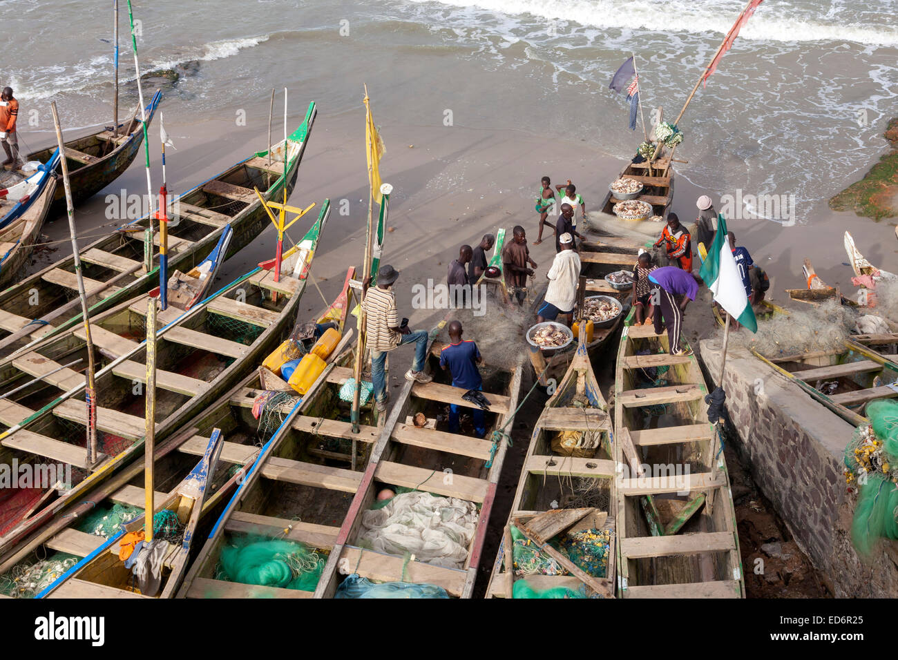 Fishing boats at Cape Coast, Ghana, Africa Stock Photo - Alamy