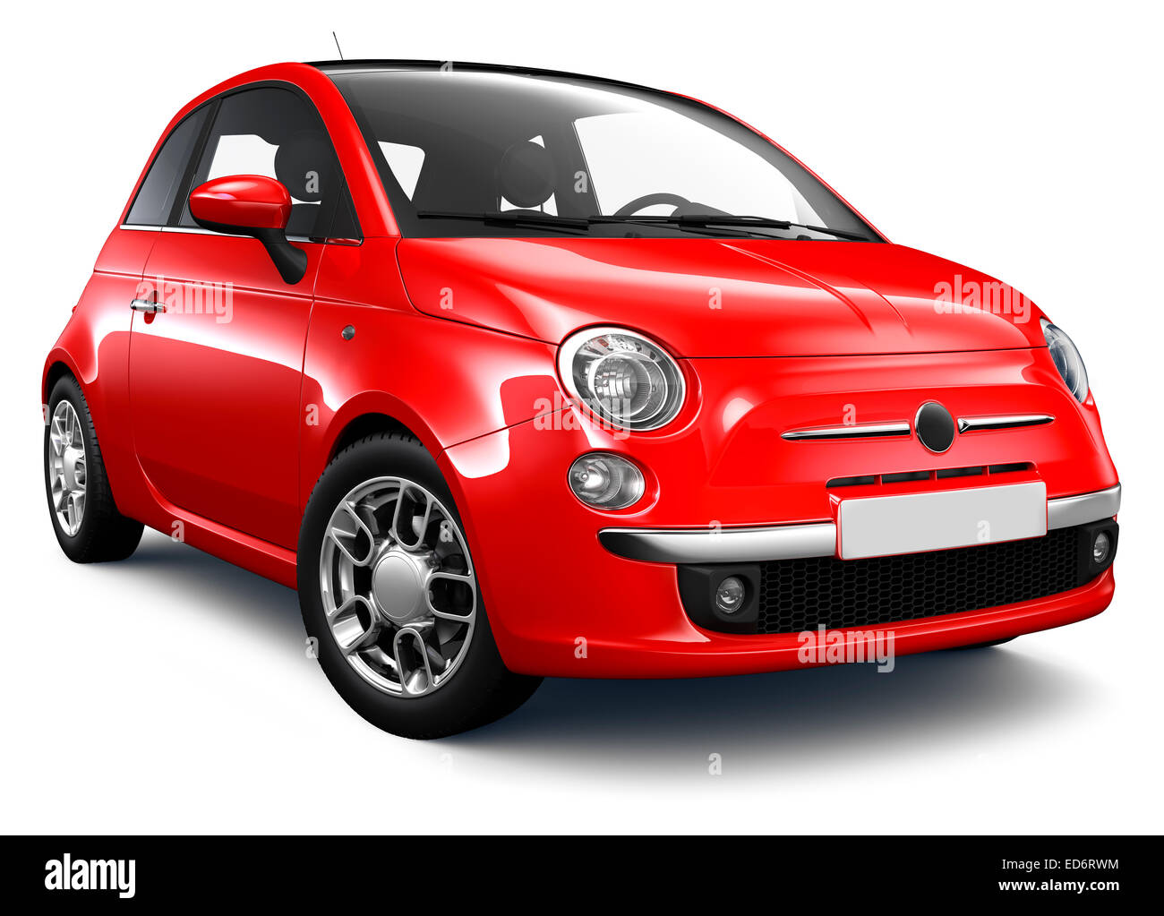 Small red car on white background Stock Photo - Alamy