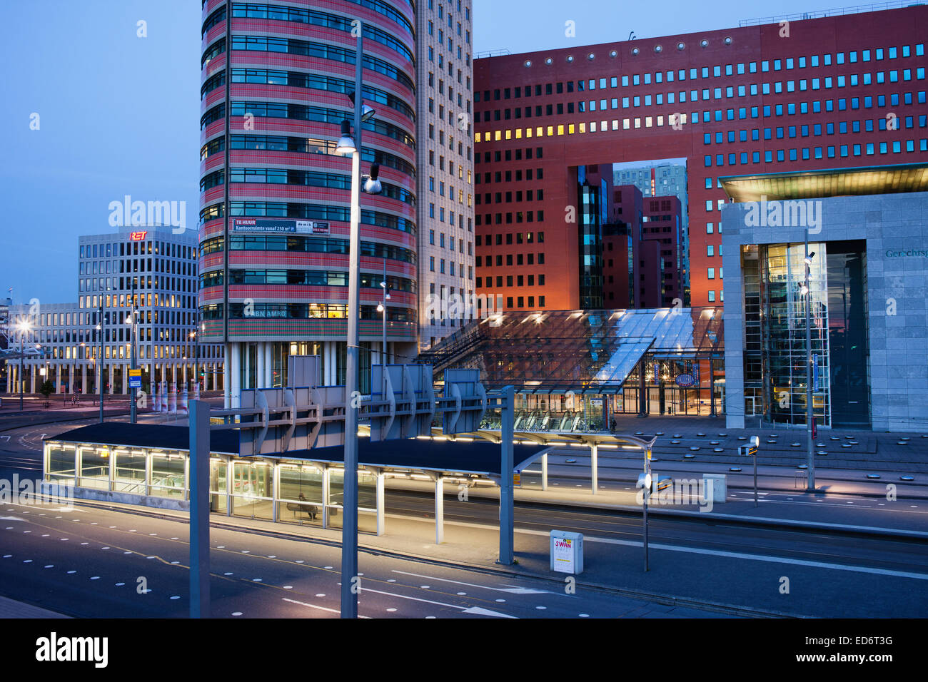 Rotterdam city downtown at dusk, modern urban architecture in Holland ...