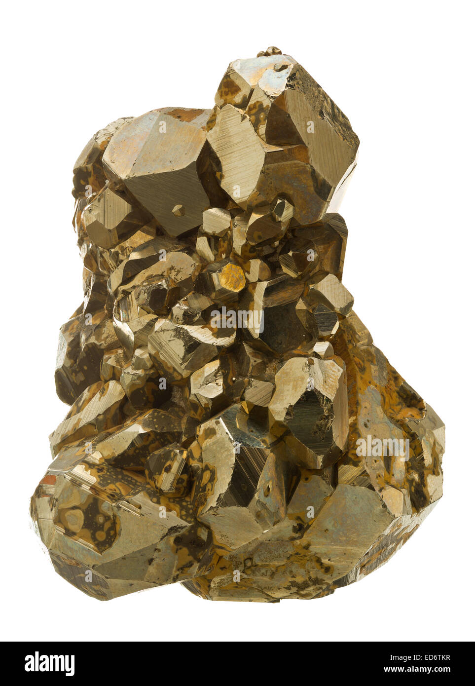 Pyrite (FeS2) crystals isolated on white background Stock Photo - Alamy