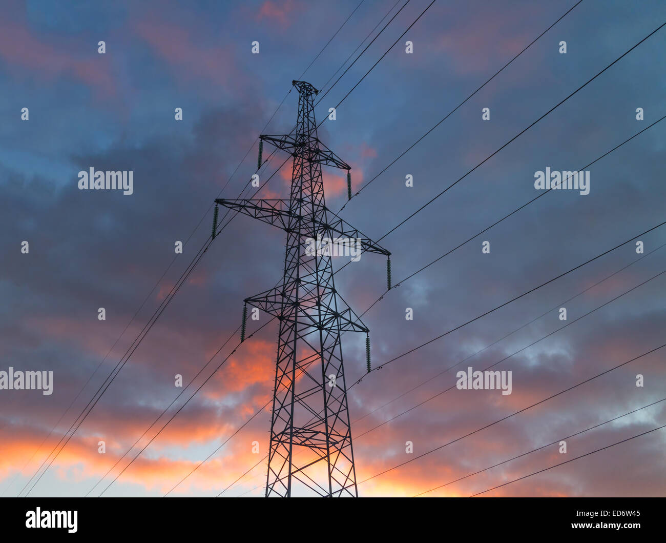 Electricity pylon with wires Stock Photo - Alamy