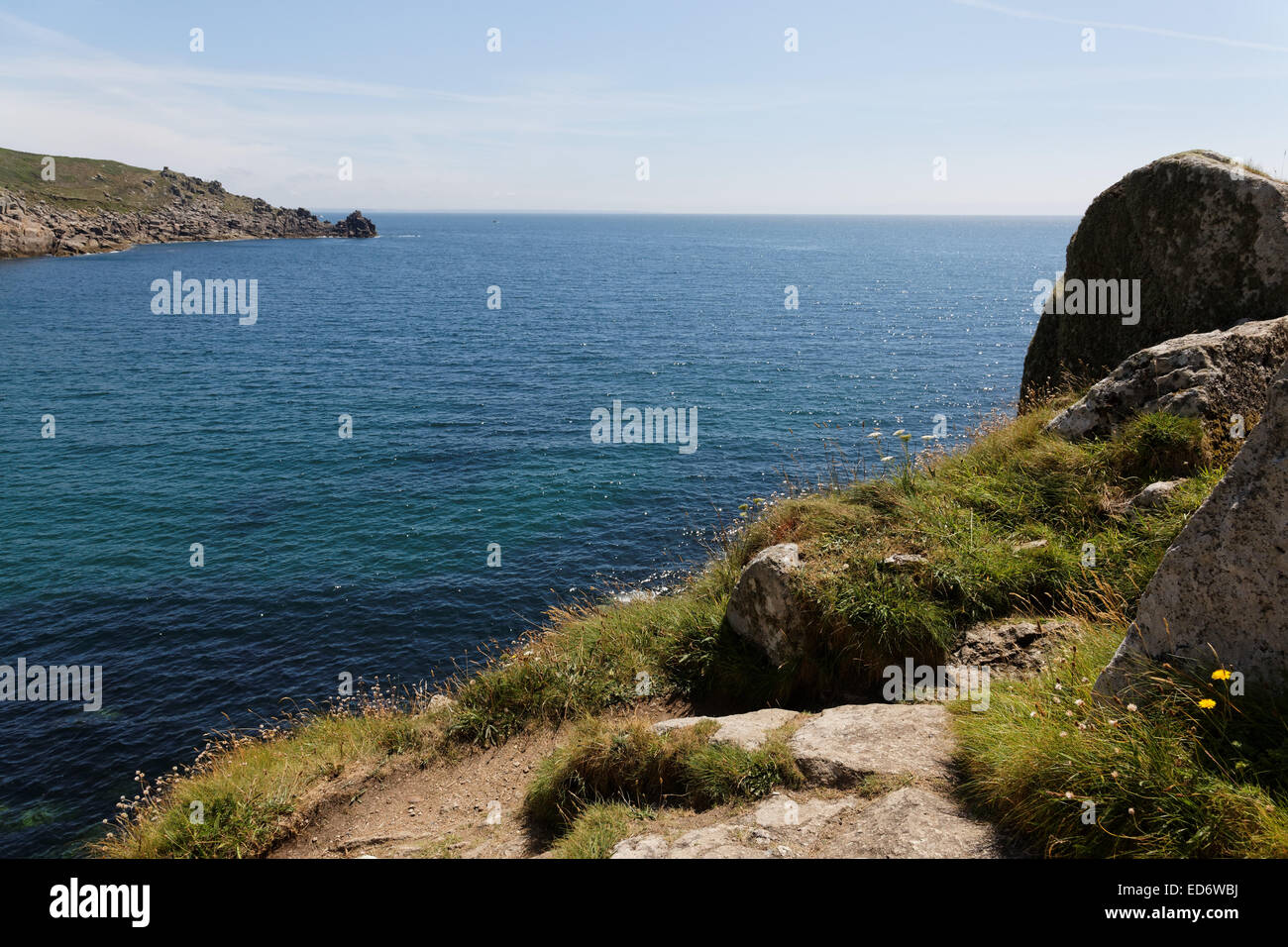 Coast path at Lamorna Cove, Cornwall, UK Stock Photo - Alamy