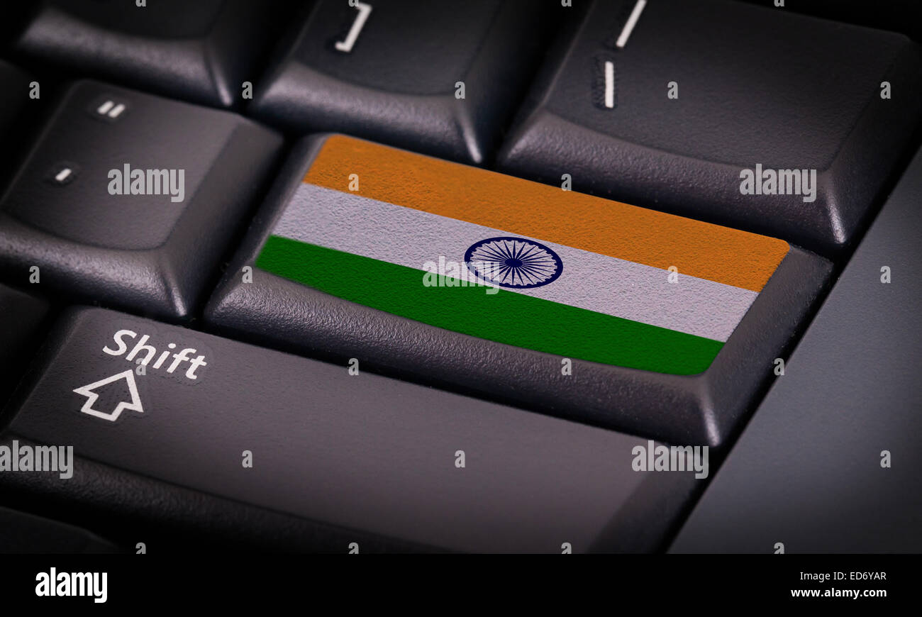 Flag on button keyboard, flag of India Stock Photo - Alamy
