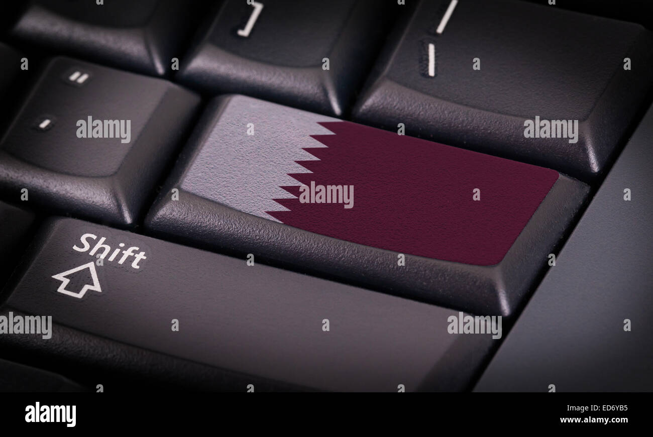Flag on button keyboard, flag of Qatar Stock Photo - Alamy