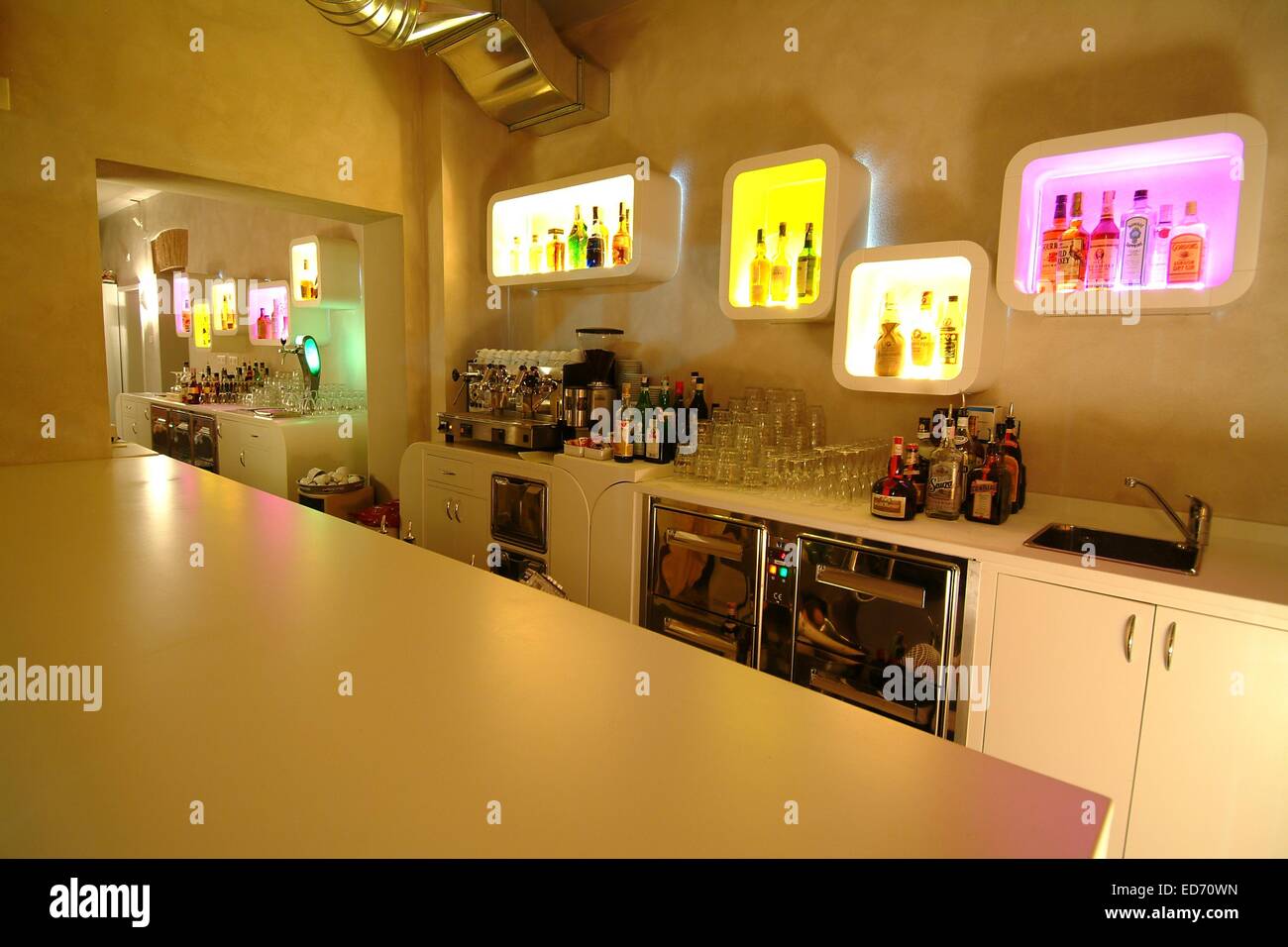 interior design of italian fashion restaurant american bar Stock Photo ...