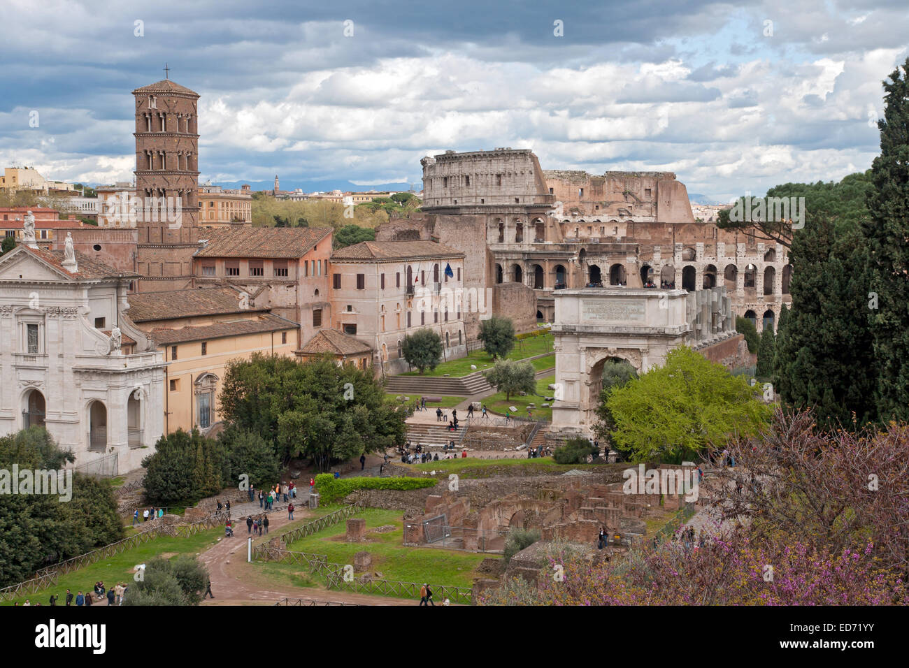 aerial view of Colosseum from roman forum Rome Italy Stock Photo - Alamy