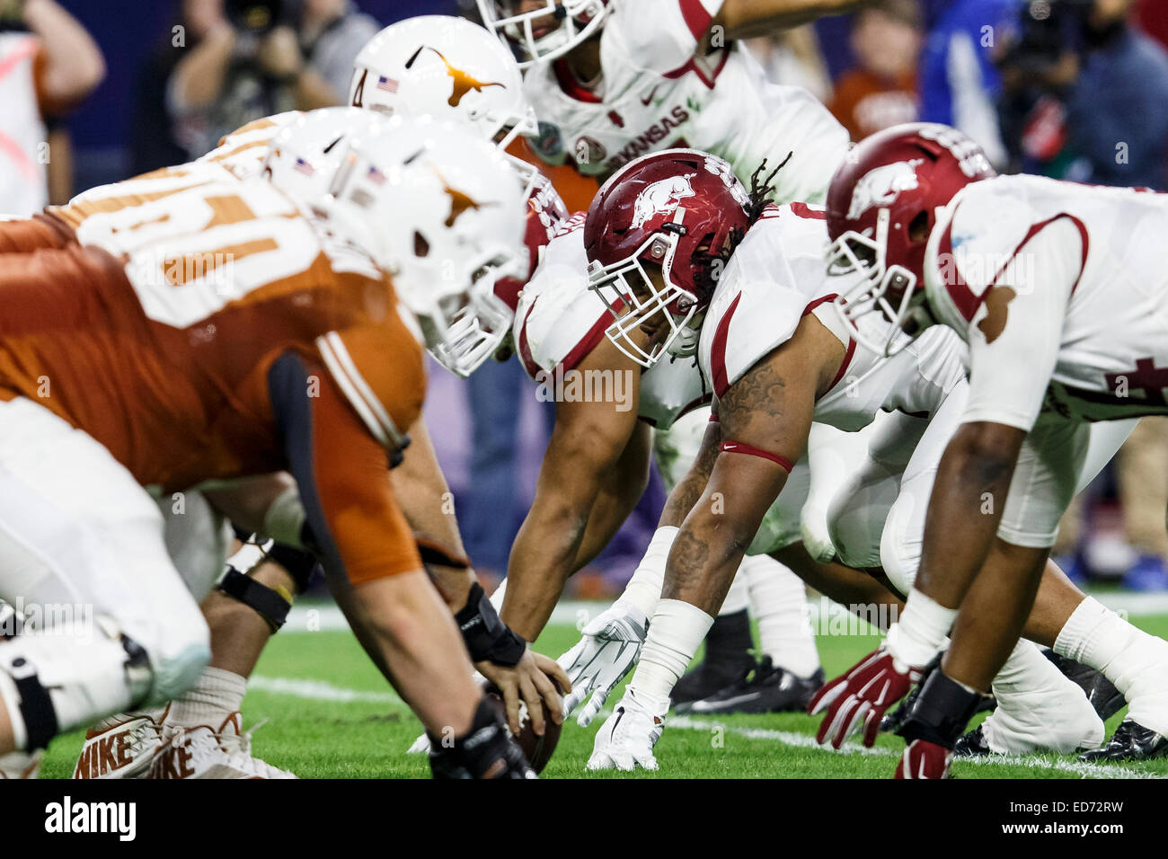 December 29, 2104: The Arkansas Razorbacks defense lines up against the ...