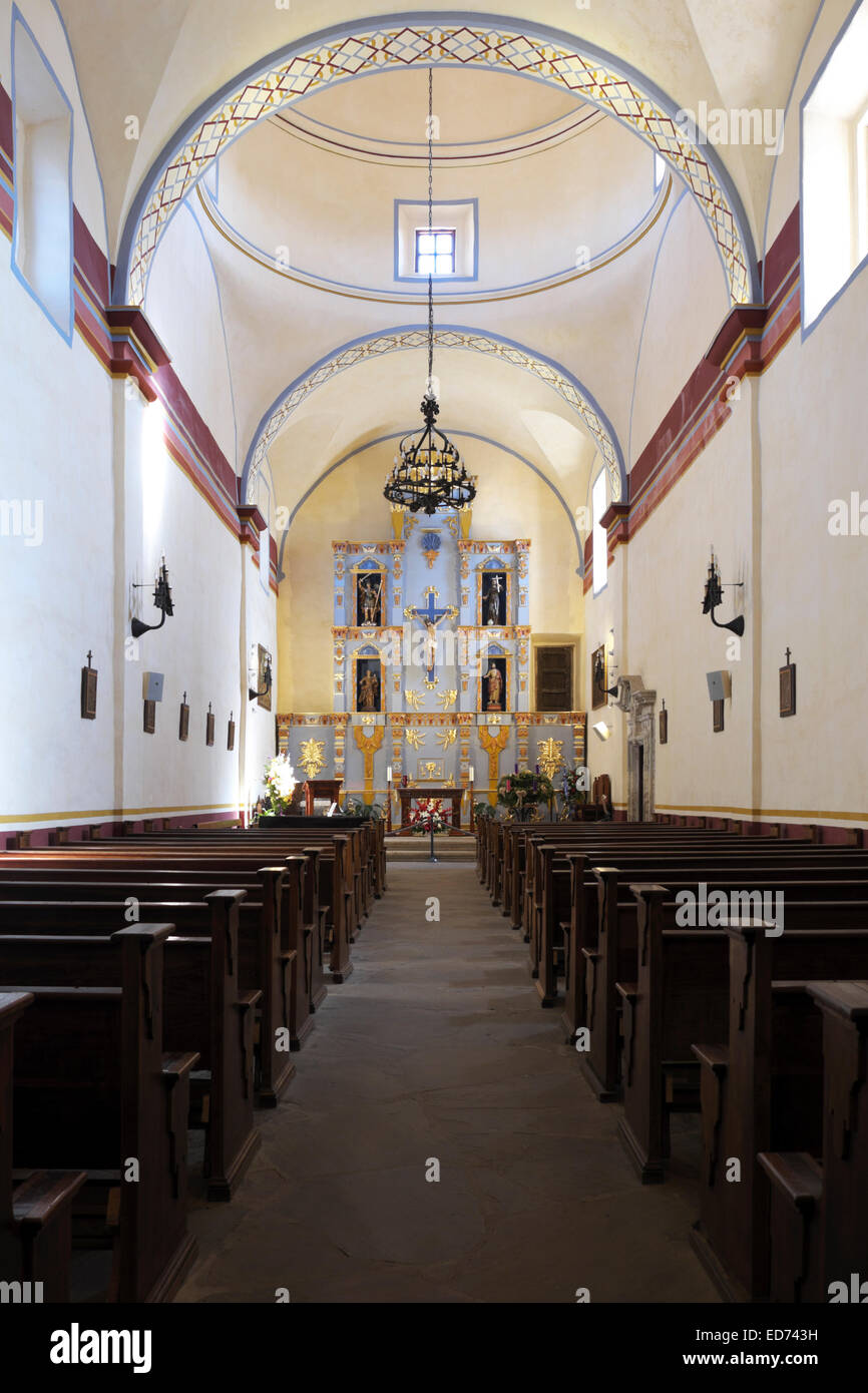 Interior of the church at Mission San Jose in San Antonio, Texas, USA ...