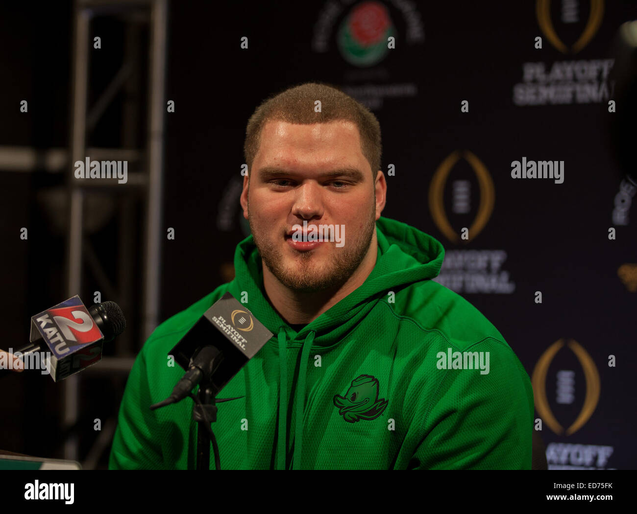 Los Angeles, CA, USA. 30th Dec, 2014. Oregon Ducks offensive lineman ...