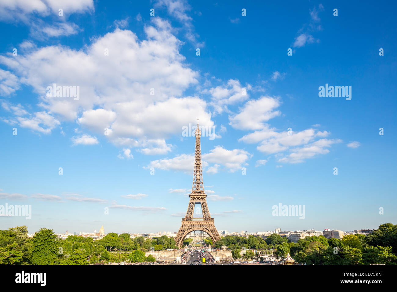 Eiffel Tower with blue sky, Paris France Stock Photo - Alamy
