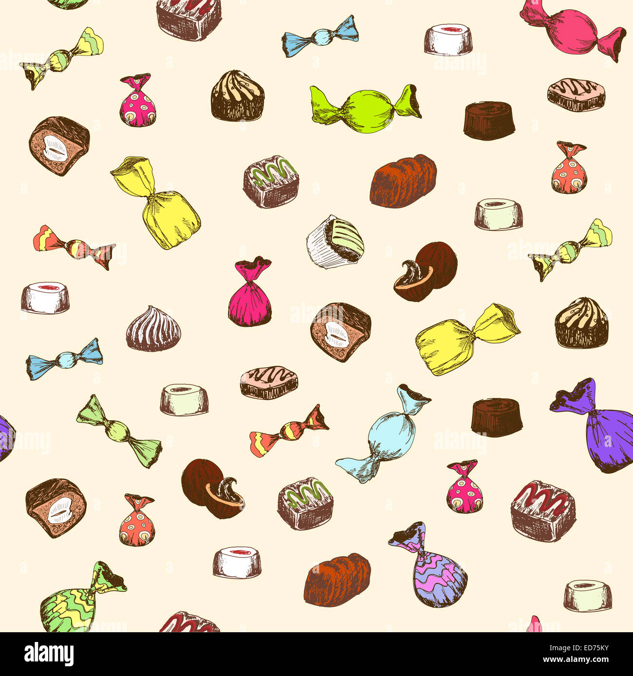 Seamless pattern with sweet Stock Photo - Alamy