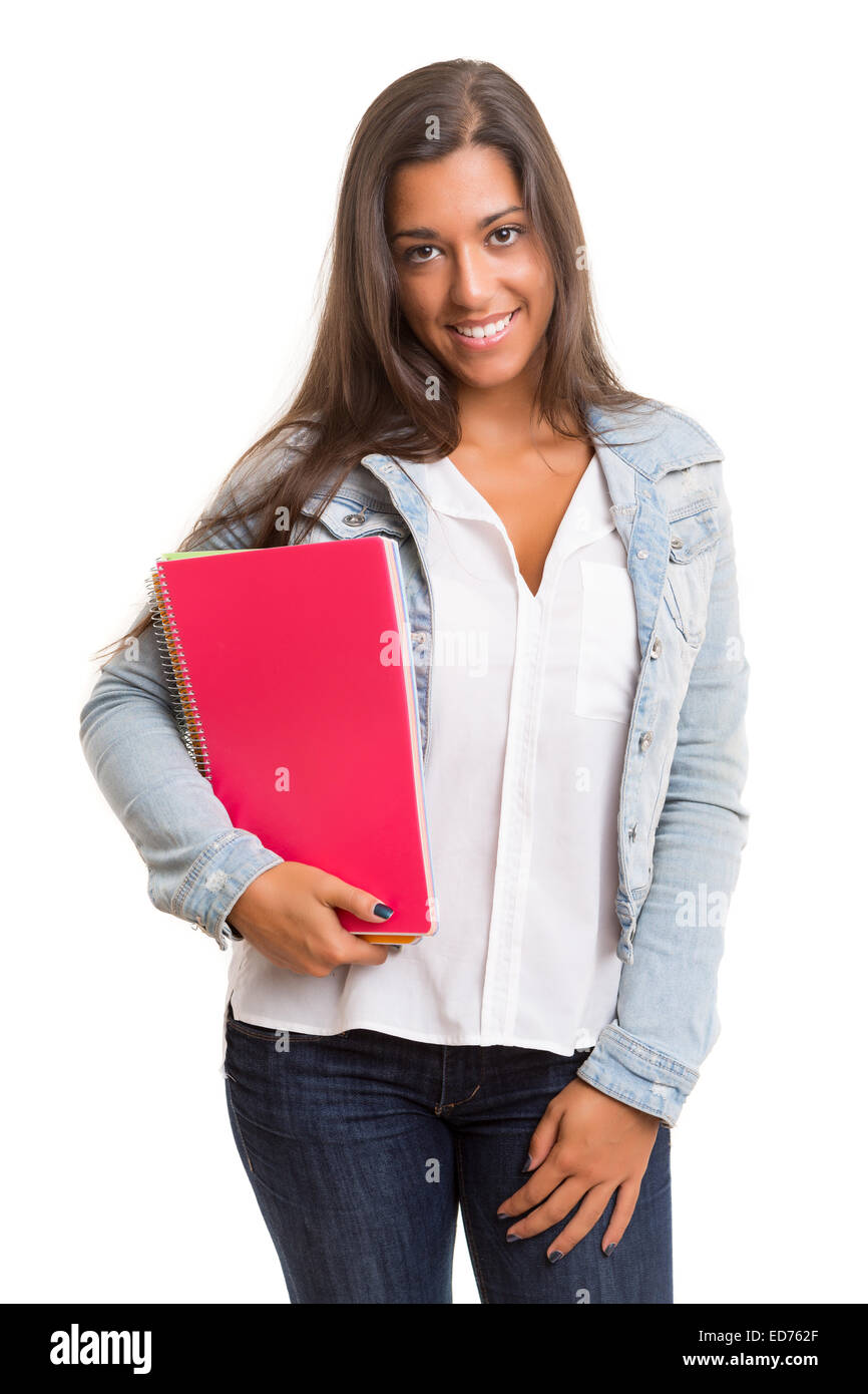 A beautiful student posing isolated over a white background Stock Photo ...