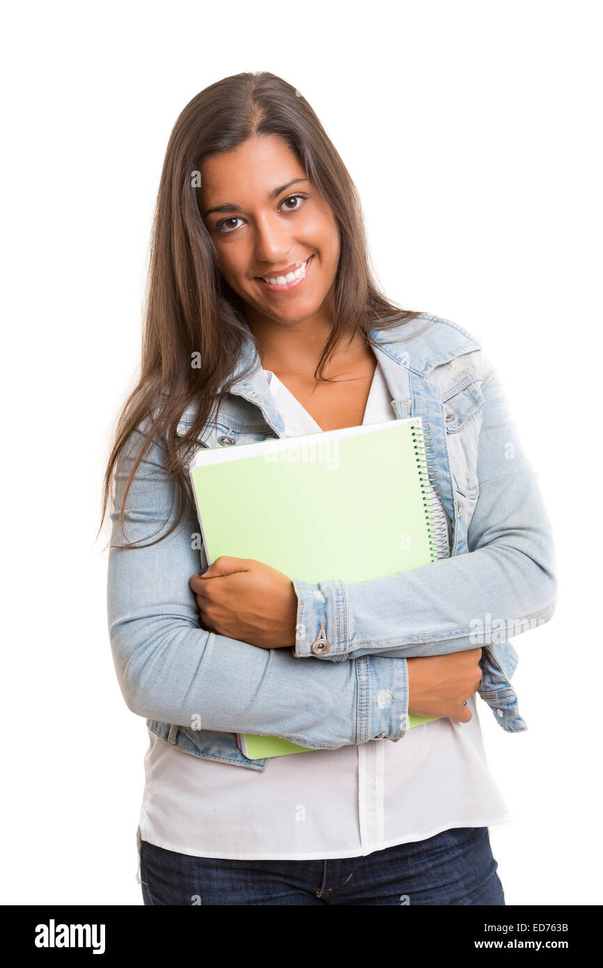 A beautiful student posing isolated over a white background Stock Photo ...