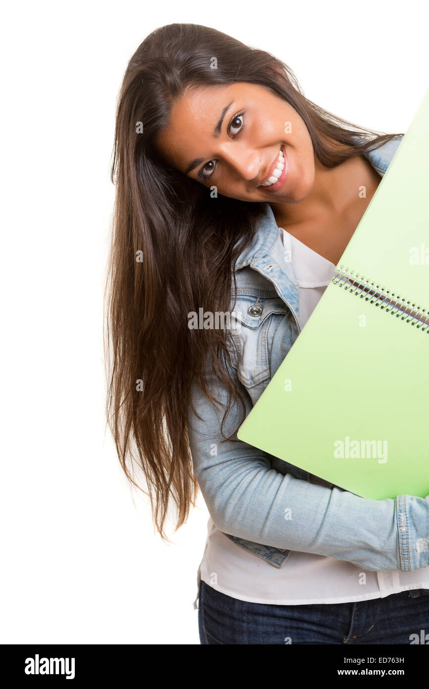 A beautiful student posing isolated over a white background Stock Photo ...