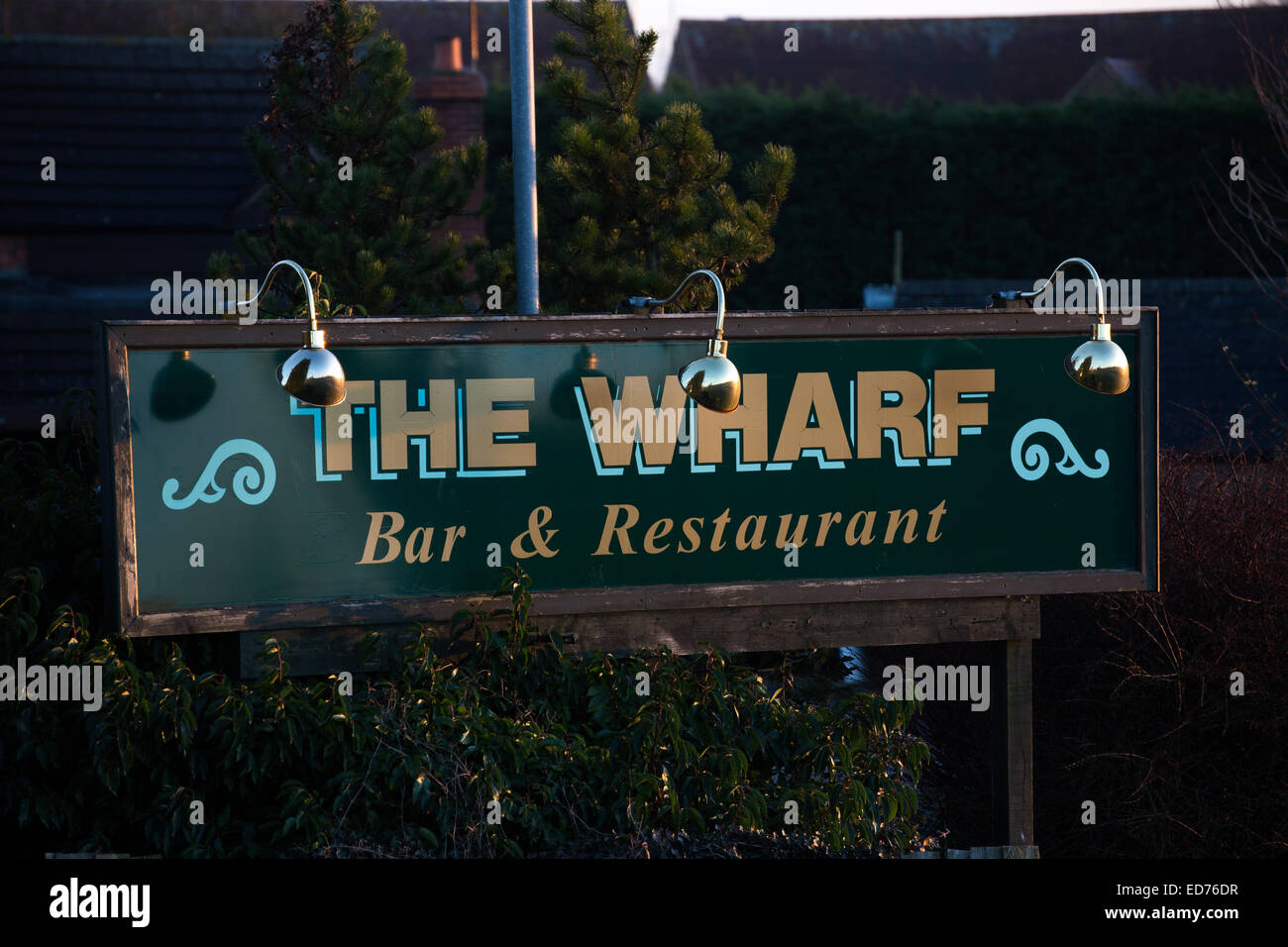 Sign for the Wharf Bar and Restaurant in Bugbrooke, Northamptonshire ...