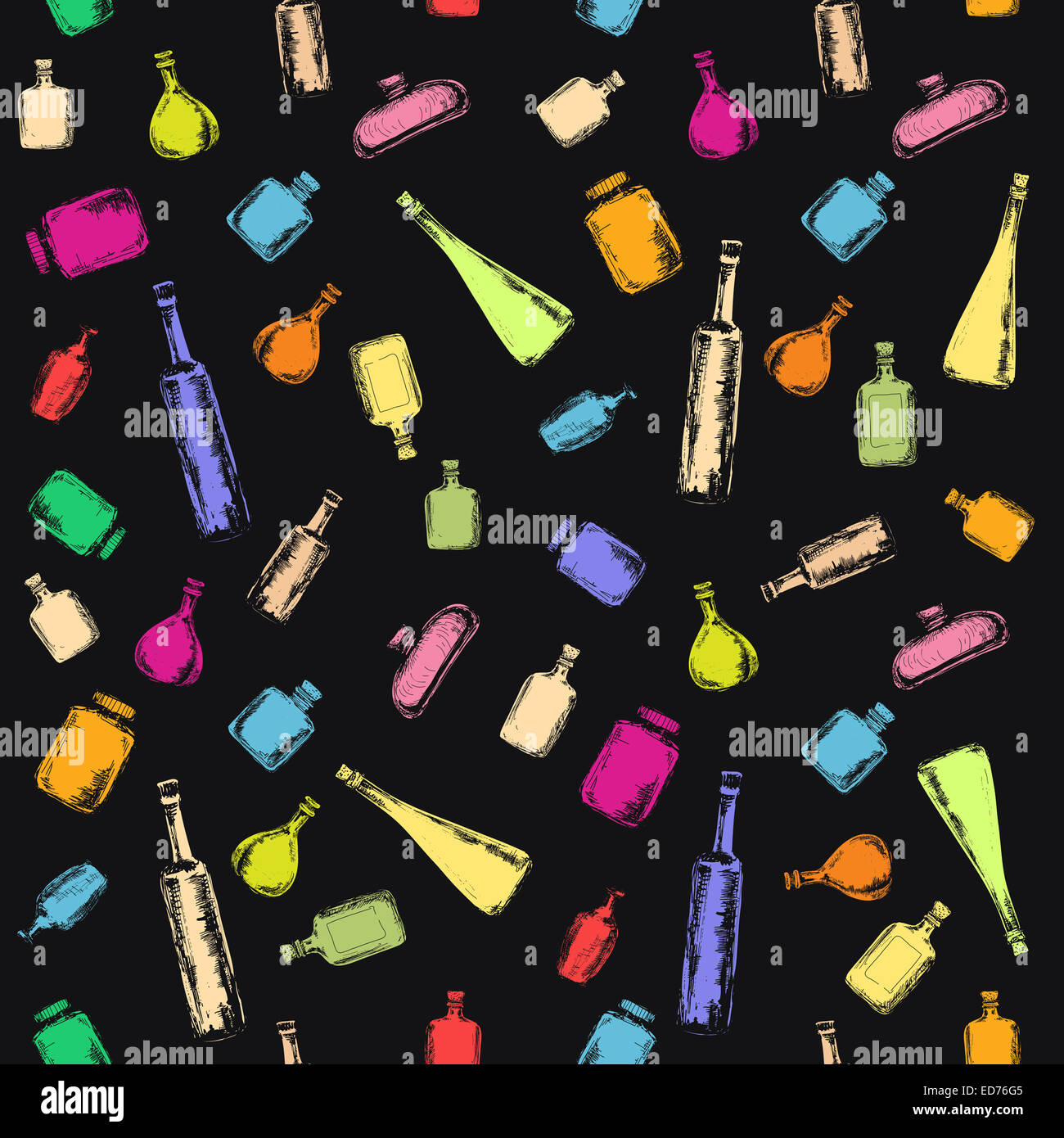 Seamless pattern with bottles Stock Photo - Alamy