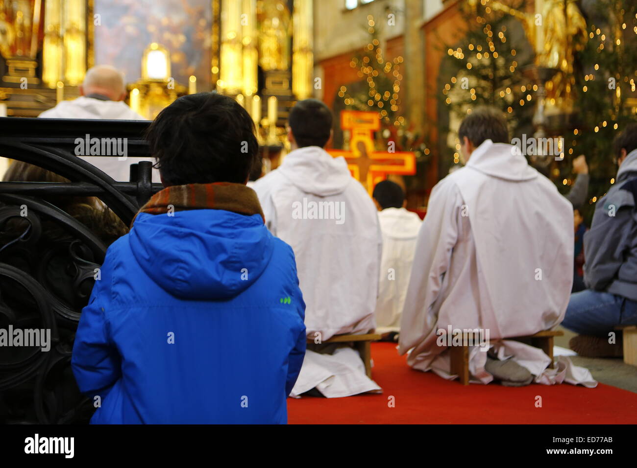 Prague, Czech Republic. 30th December 2014. A young boy watches the ...
