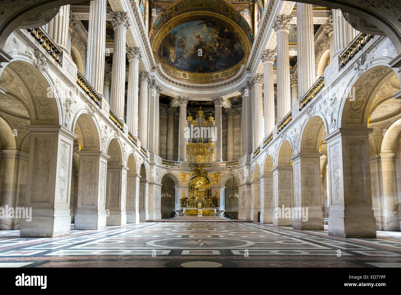 Great Hall Ballroom of chapel in Versaille Palace Paris France Stock ...