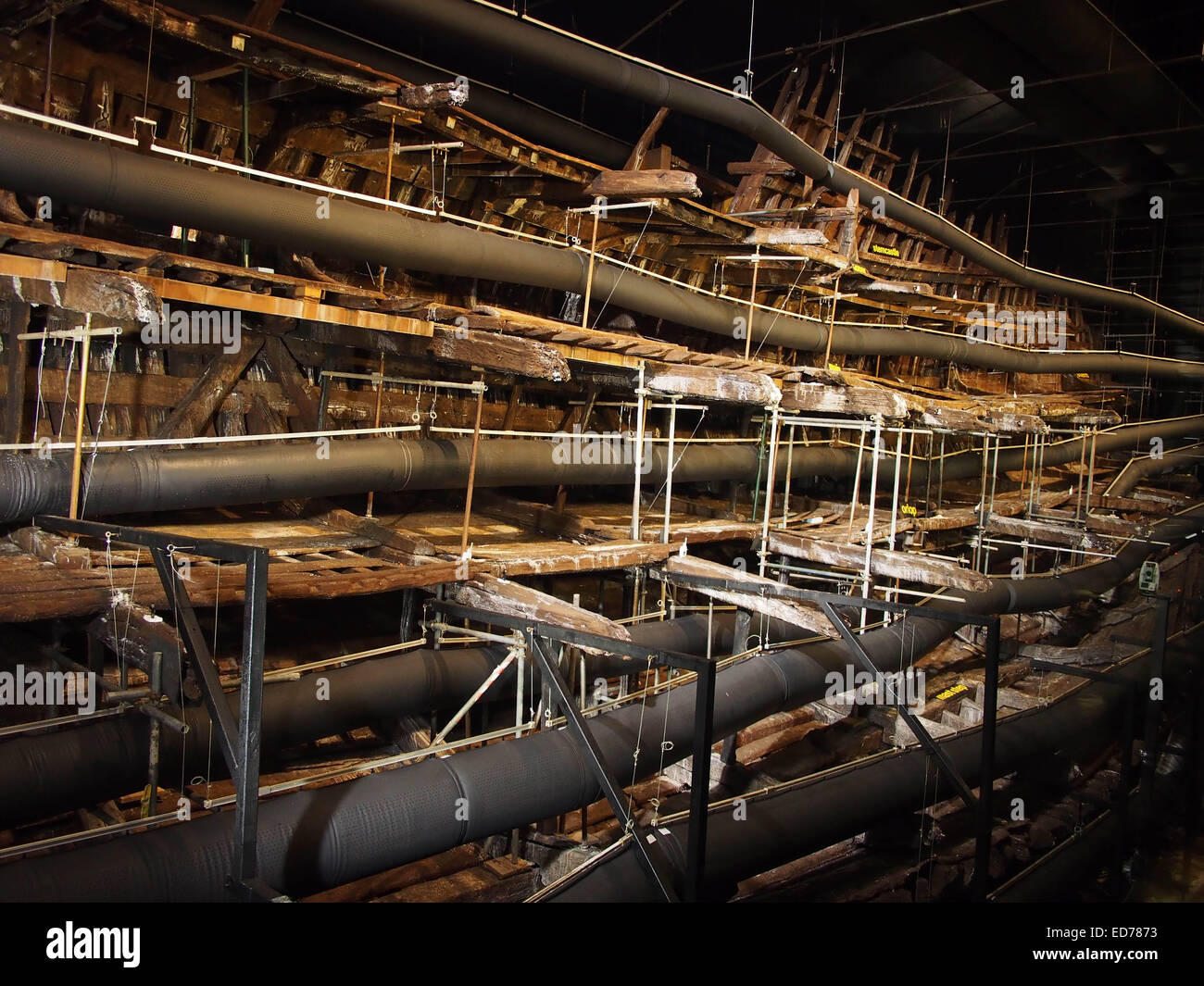 The remains of the Tudor warship The Mary Rose in the Mary rose museum ...