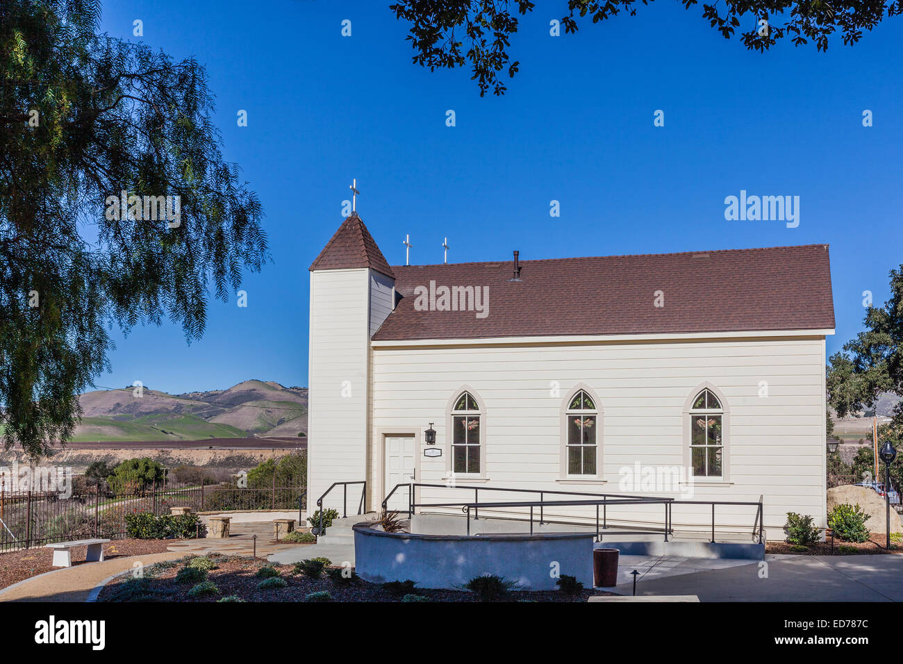 Side elevation of the San Ramon Chapel, in Sisquoc, California. This ...