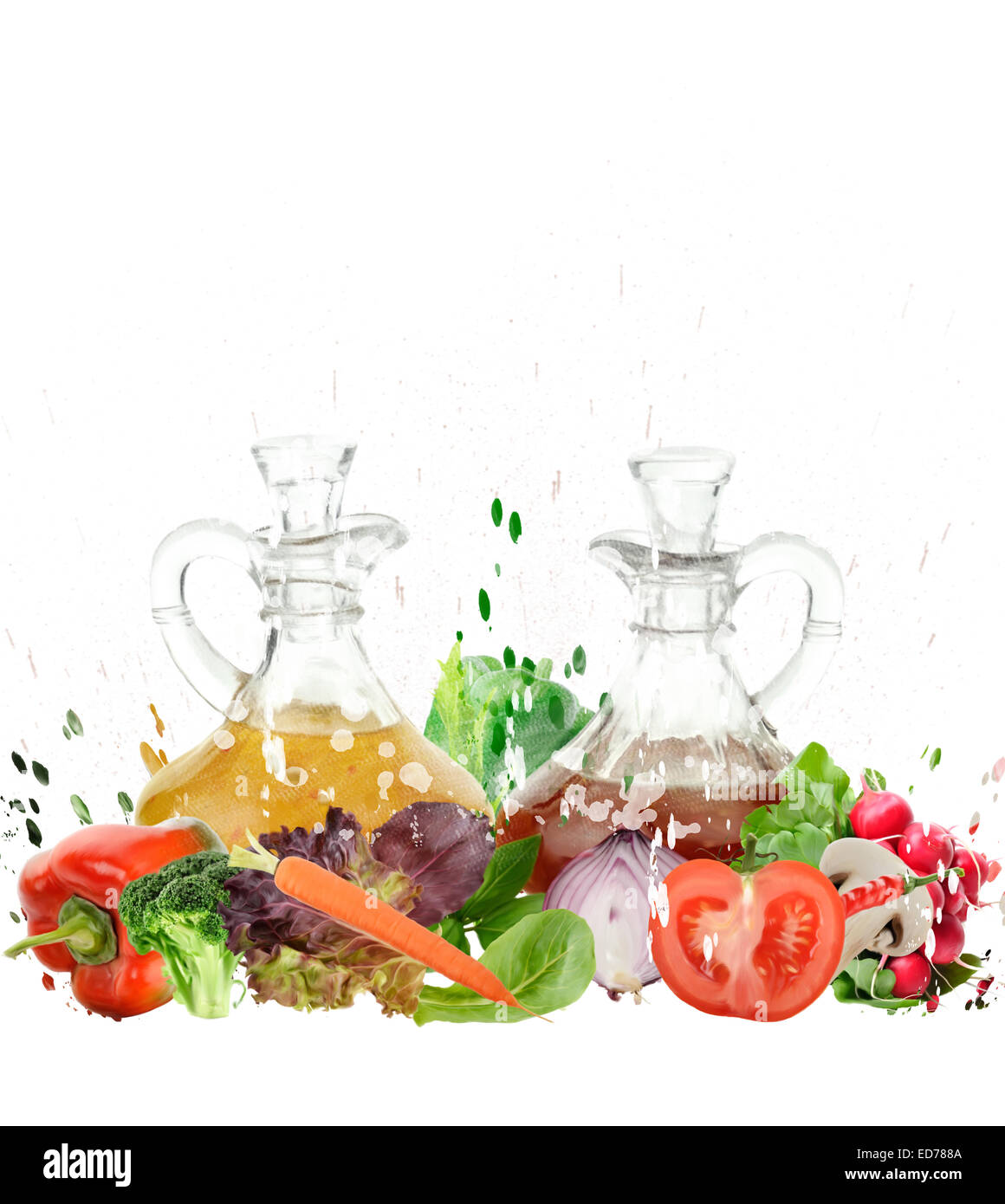 Digital Painting Of Salad Ingredients Stock Photo - Alamy