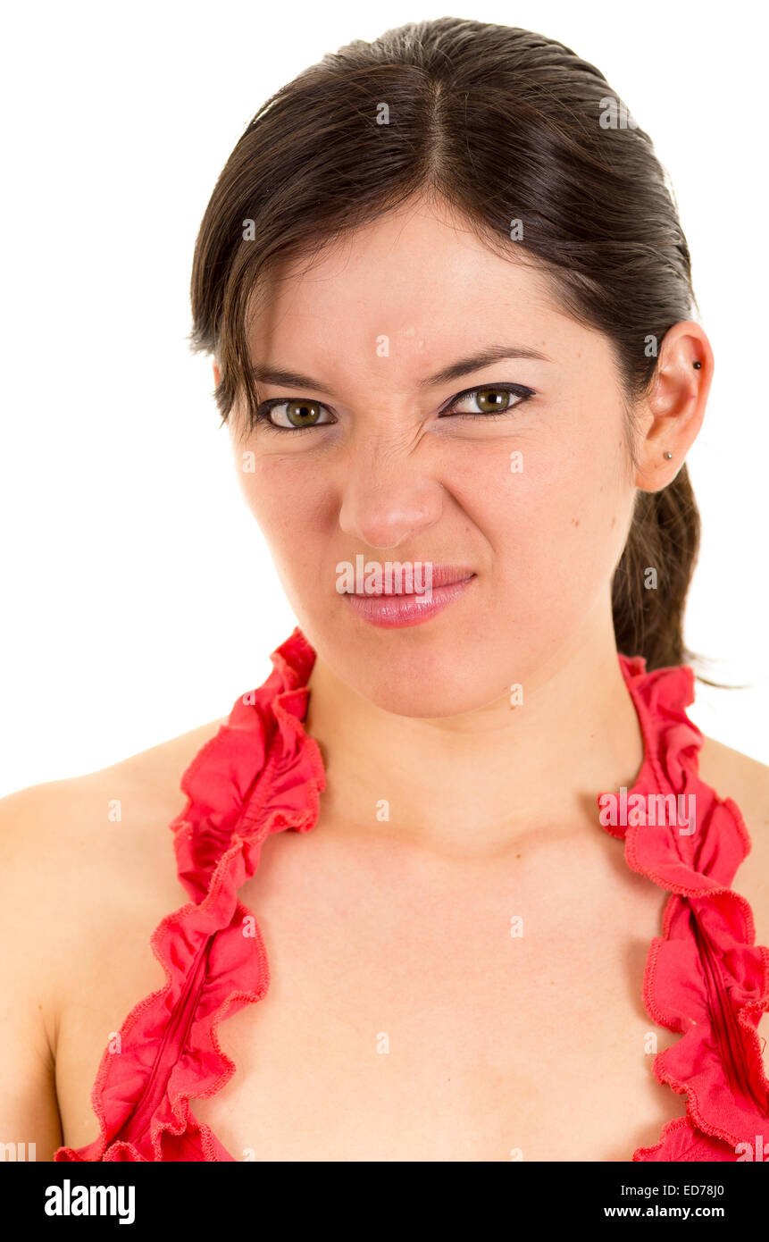 beautiful young woman expressing disgust Stock Photo - Alamy